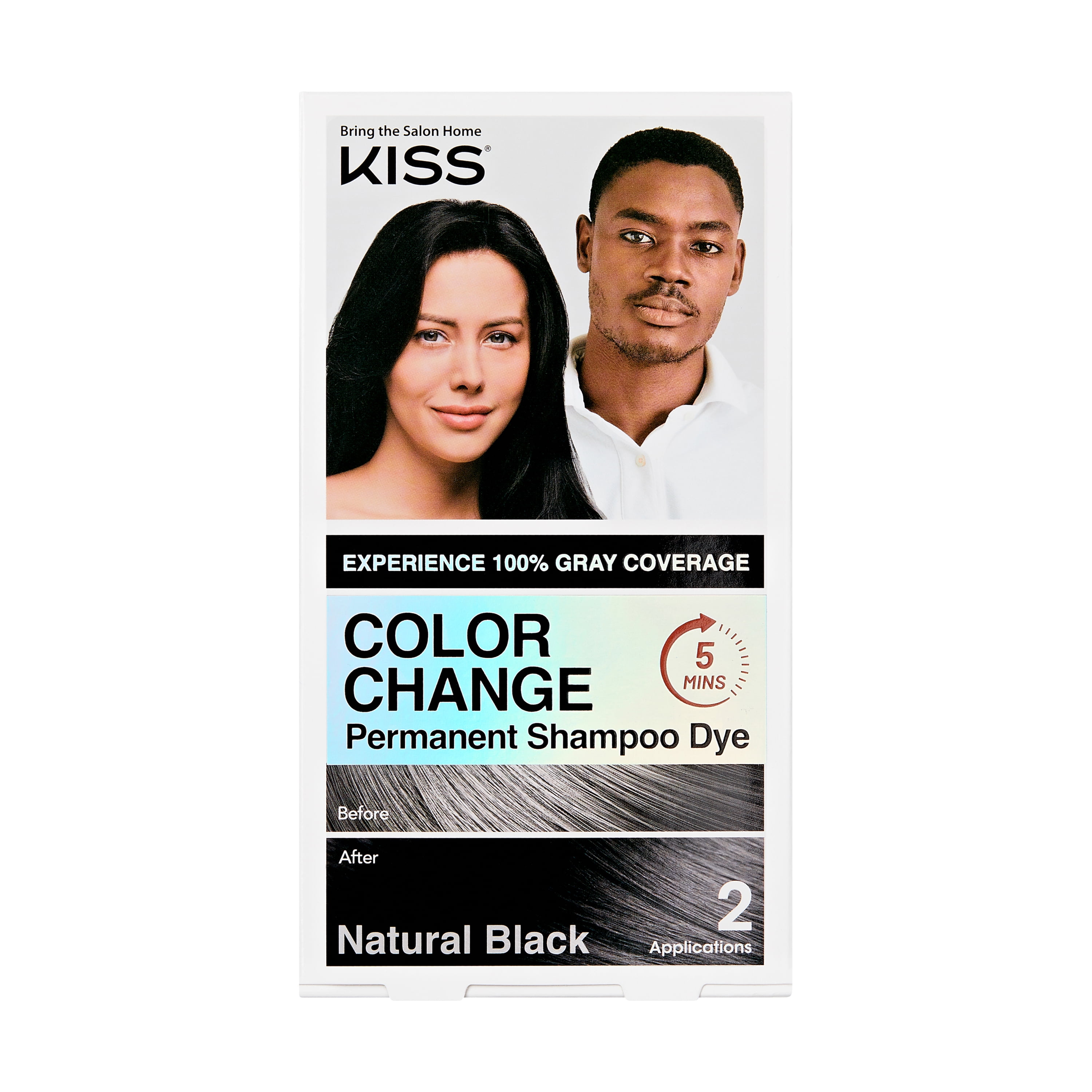 KISS Natural Herbal Color Change Permanent Shampoo Dye All-in-One Kit ...