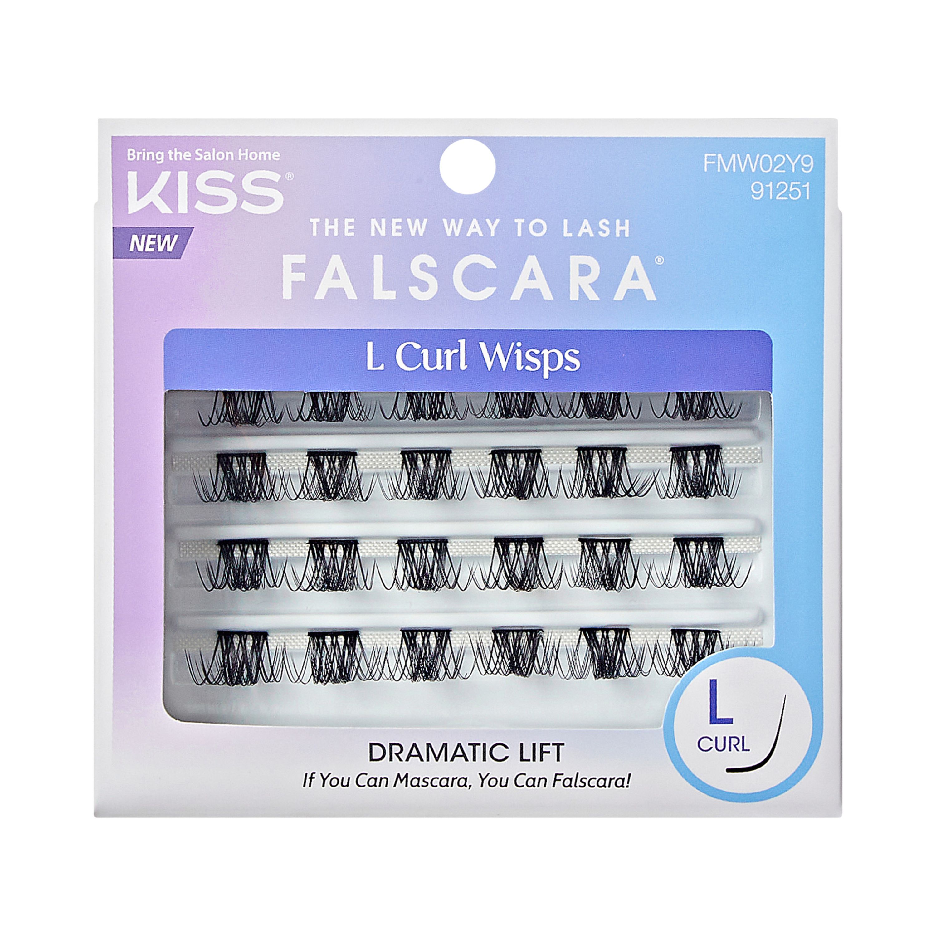 KISS Falscara False Eyelash Extension Wisps, Black, Style L Curl, 24 ...