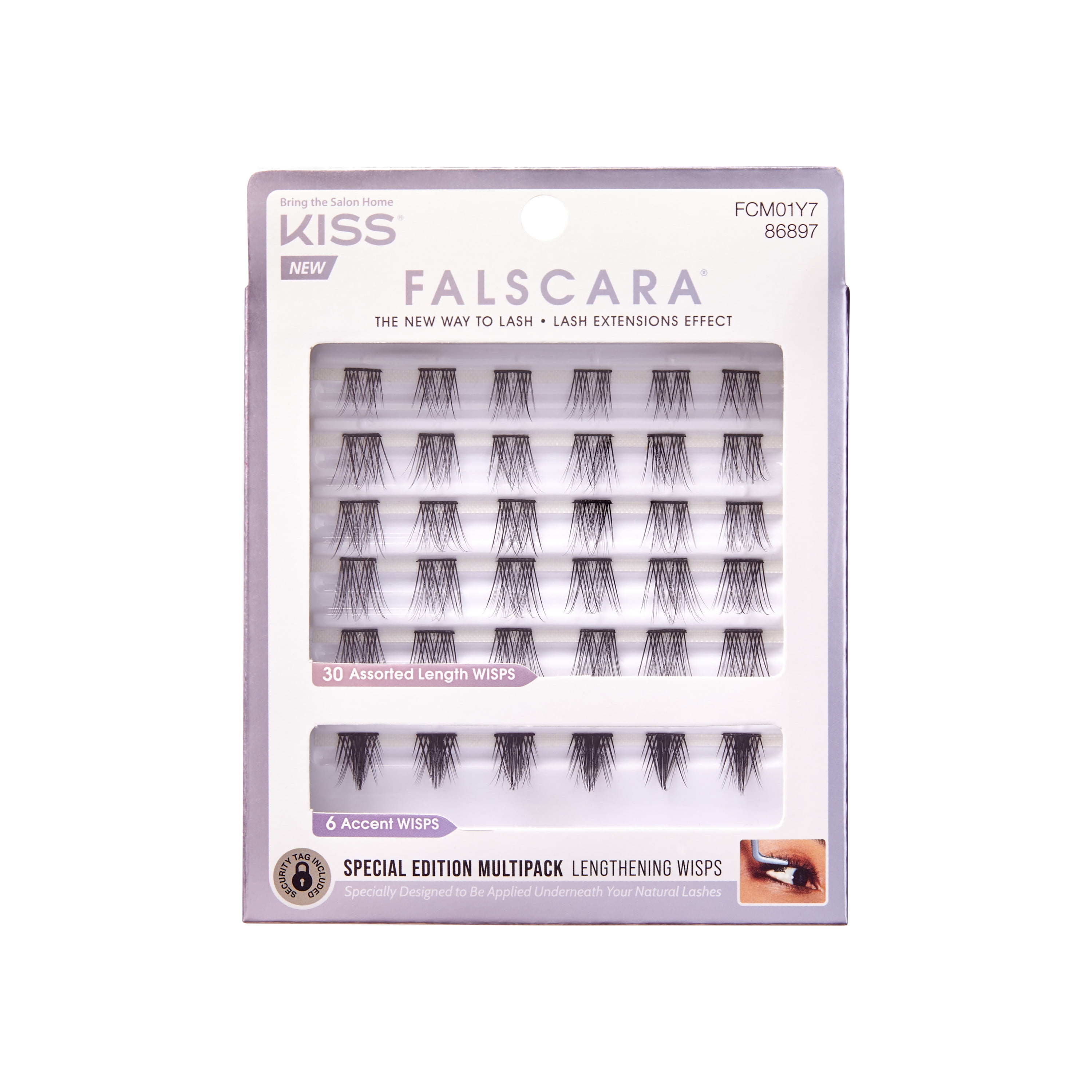 KISS Falscara Multipack, Lash Clusters, Lengthening Wisps, 12 mm, 36 ...