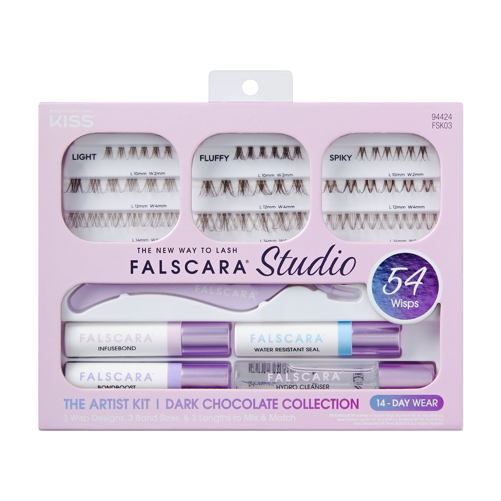 KISS Falscara Studio Kit, Lash Extension Kit, Dark Chocolate, 10mm-12mm ...