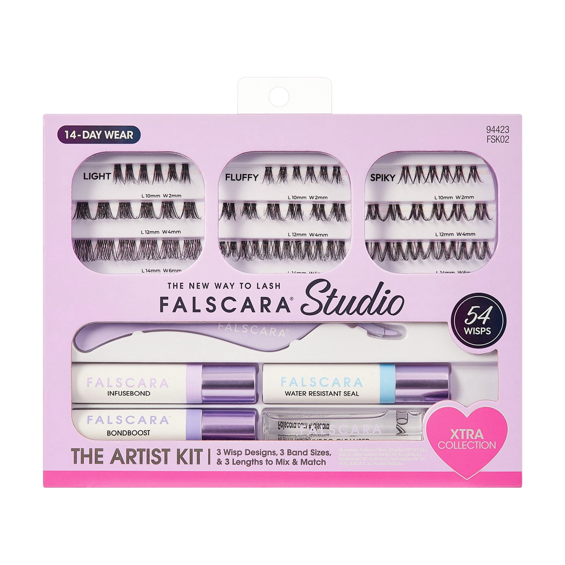 KISS FALSCARA Studio Lash Extension Kit, 54 Medium Volume, 10-14mm Lash ...