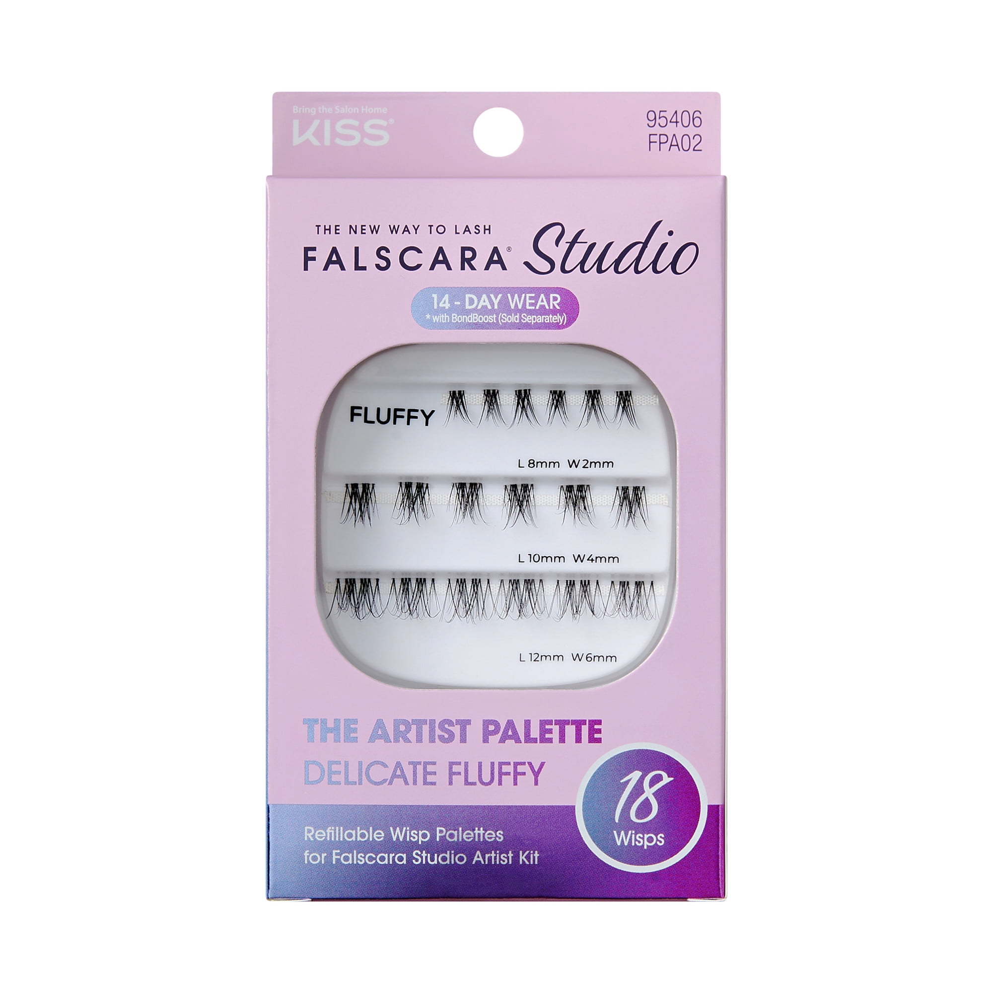 KISS Falscara Lash Extension Kit, Delicate Fluffy, Black, 8mm-10mm-12mm ...