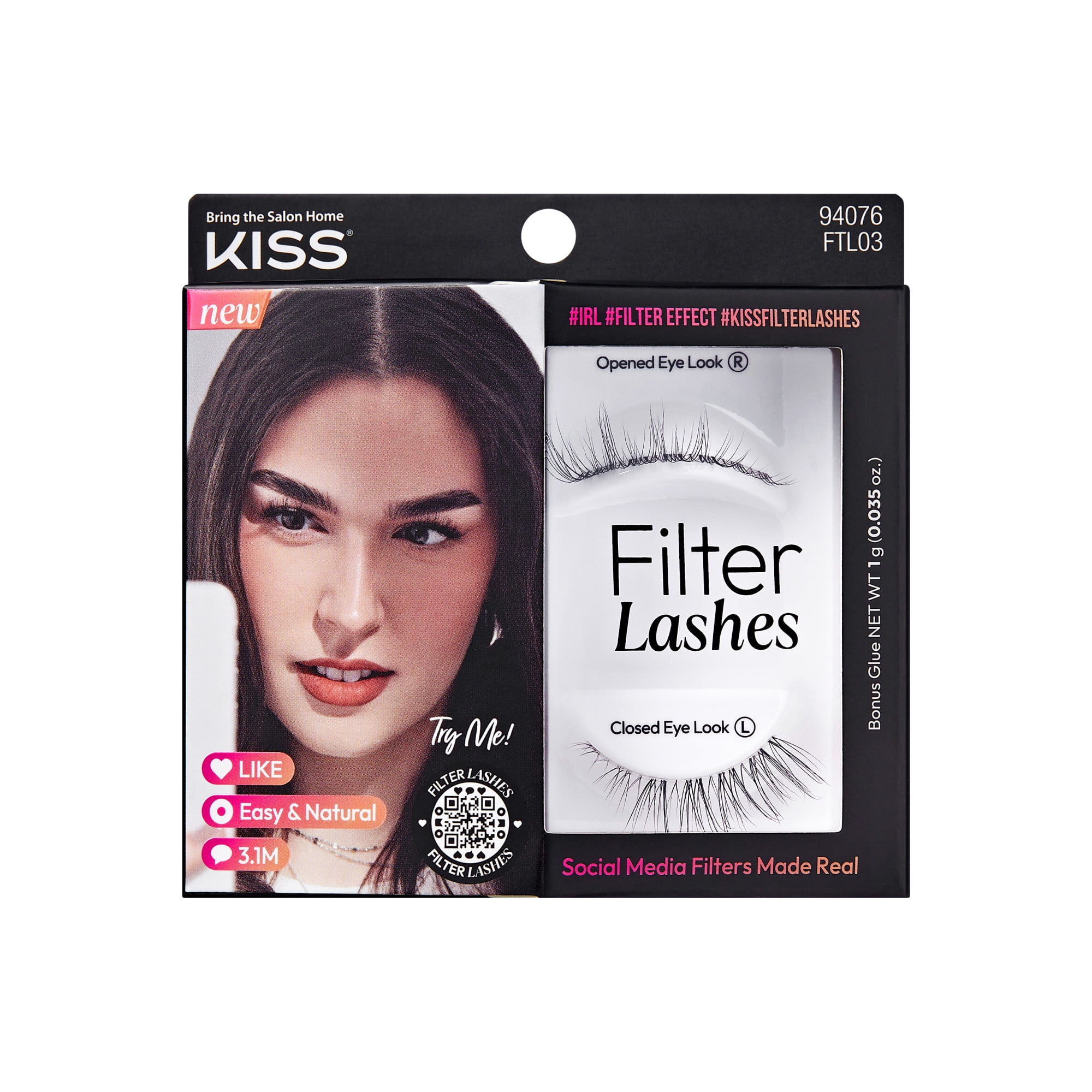 KISS Filter Lashes, False Eyelashes, LASH x GLOSS, 5mm-14mm, 1 Pair ...