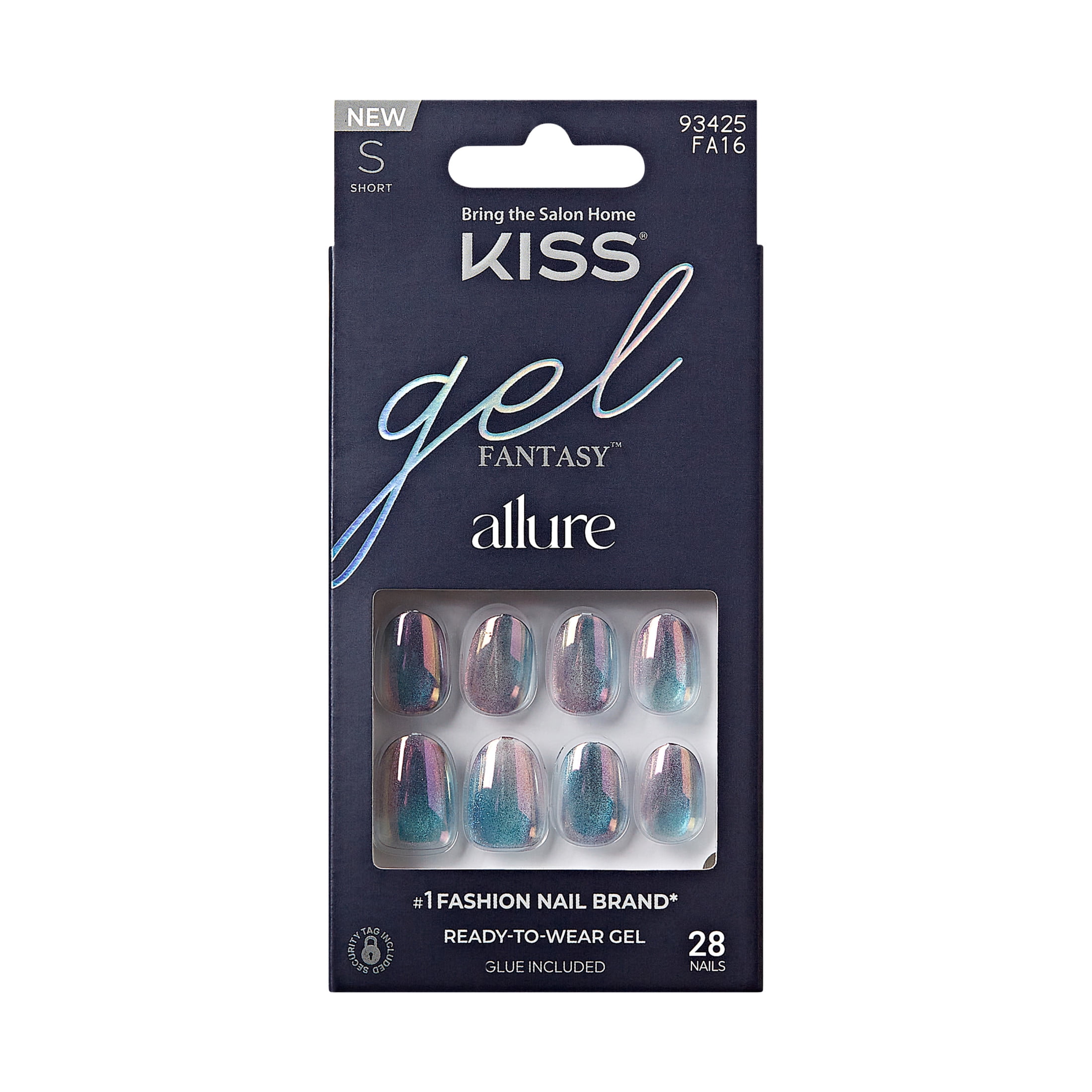 KISS, Gel Fantasy Allure Press On Nails, Silver Short Oval 28 ct ...