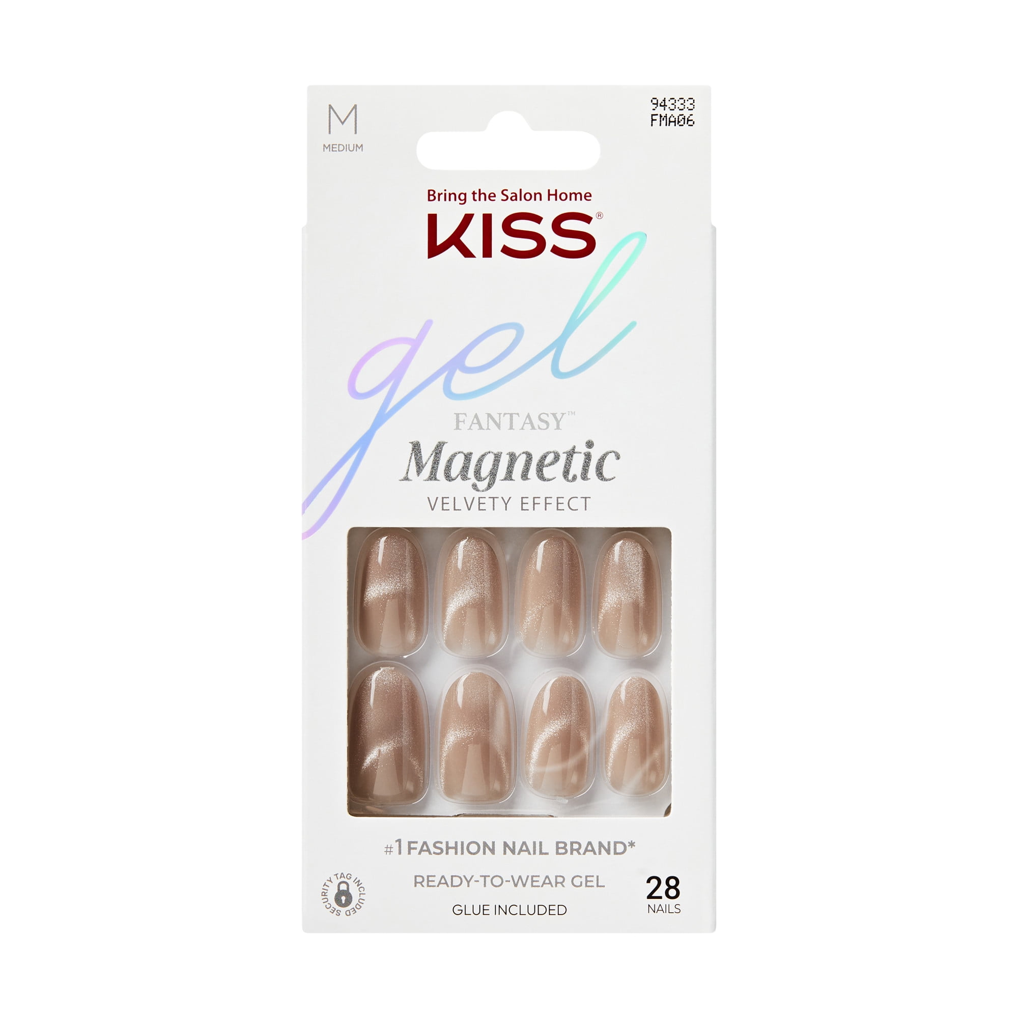 KISS Gel Fantasy Magnetic Press On Nails Drama Brown Medium Oval 28 ...