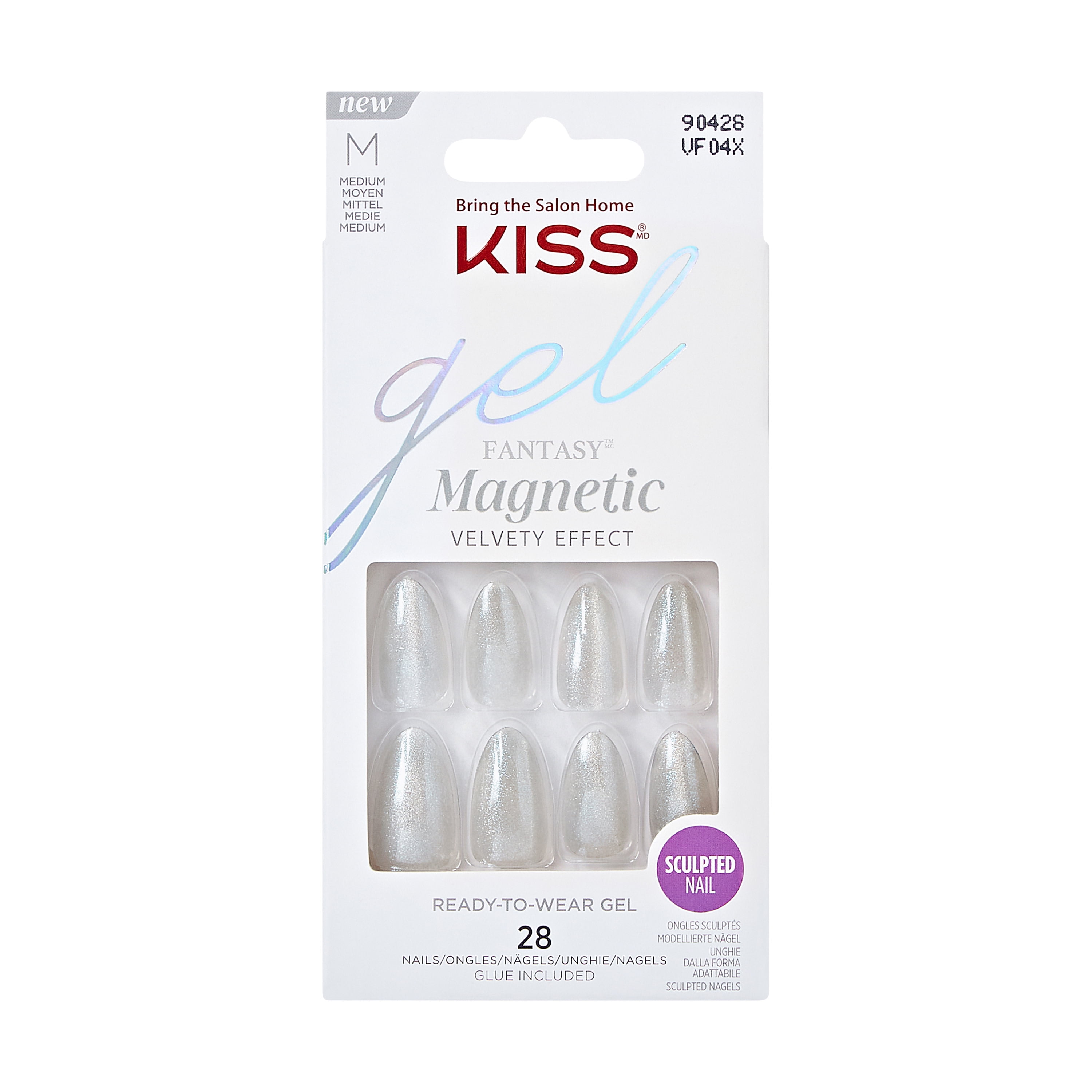 KISS Gel Fantasy Magnetic Press-On Nails, Pearl White, Medium Length ...