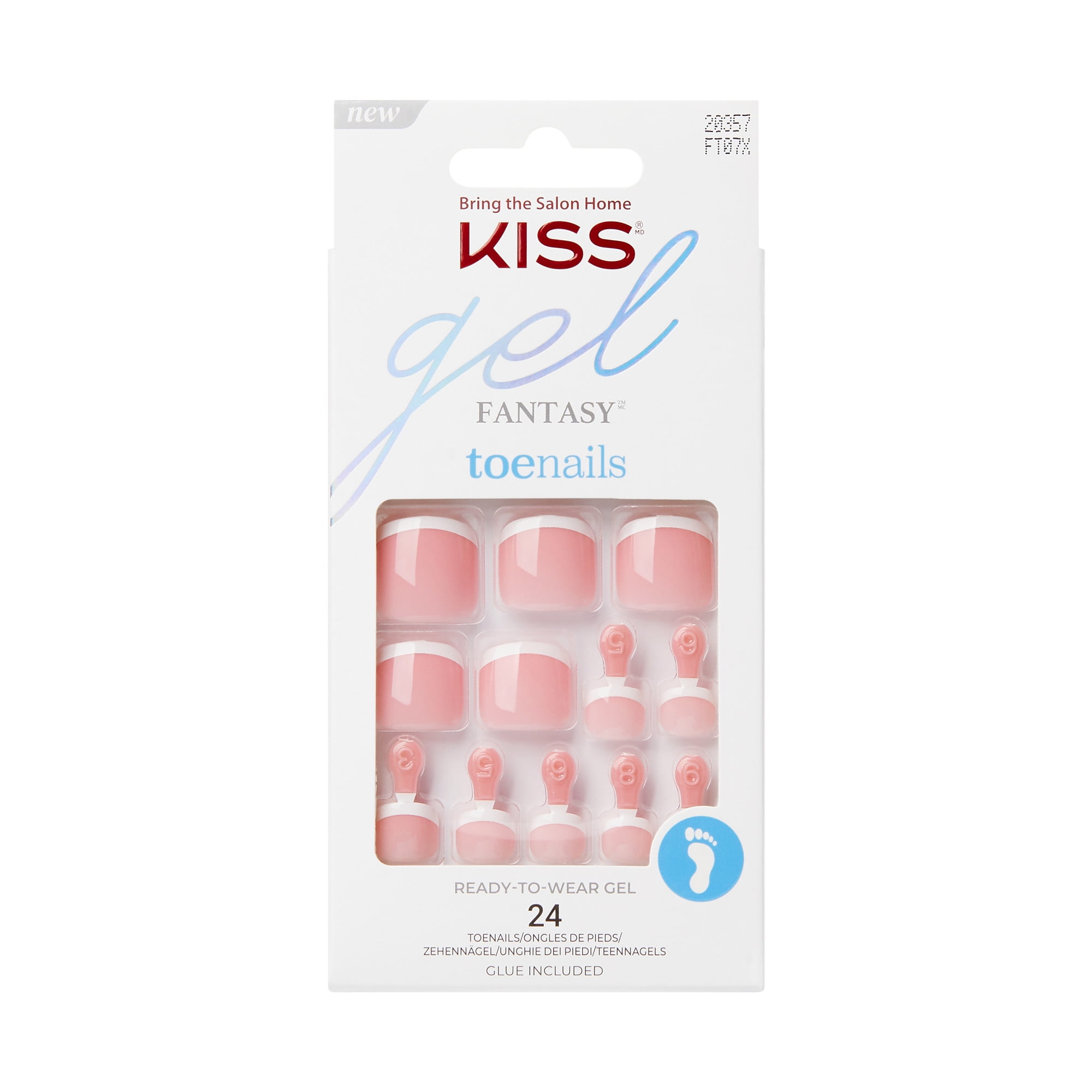 KISS Gel Fantasy, Press on Toenails, Chase It, Pink, Short Squoval, 24 ...
