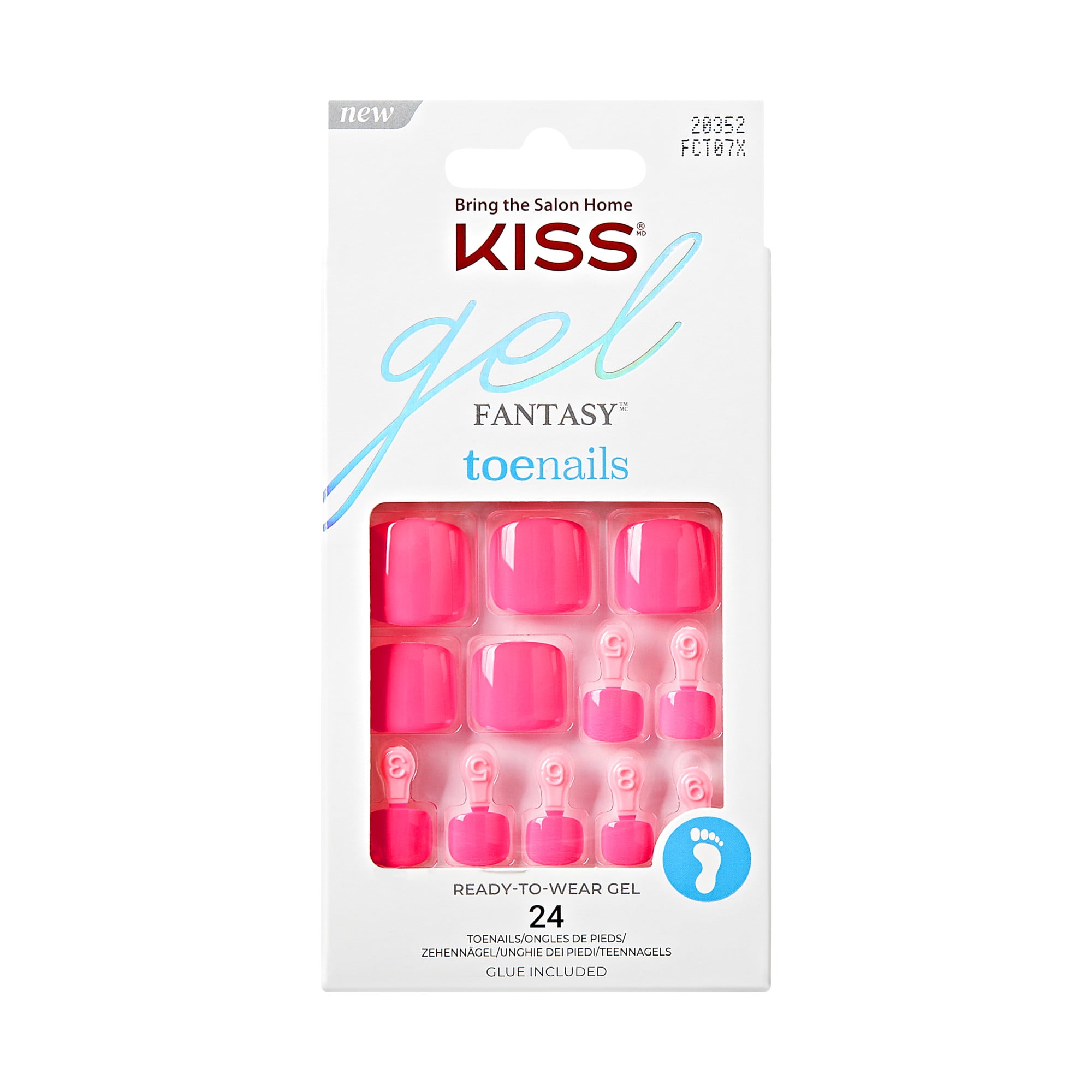 KISS Gel Fantasy Color, Press on Toenails, No Fear, Pink, Short Squoval ...