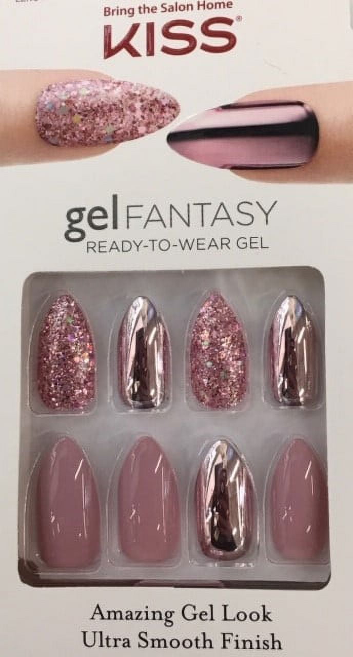 Kiss Gel Fantasy Ready To Wear Gel Artificial Nail Kit Kgn08 Fau Real 24 Nails