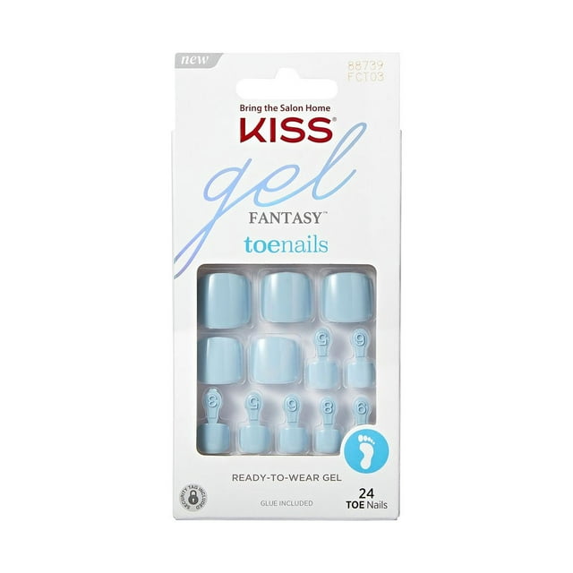KISS Gel Fantasy Ready-to-Wear Fake Toenails, Solid Blue, Nail Toe ...