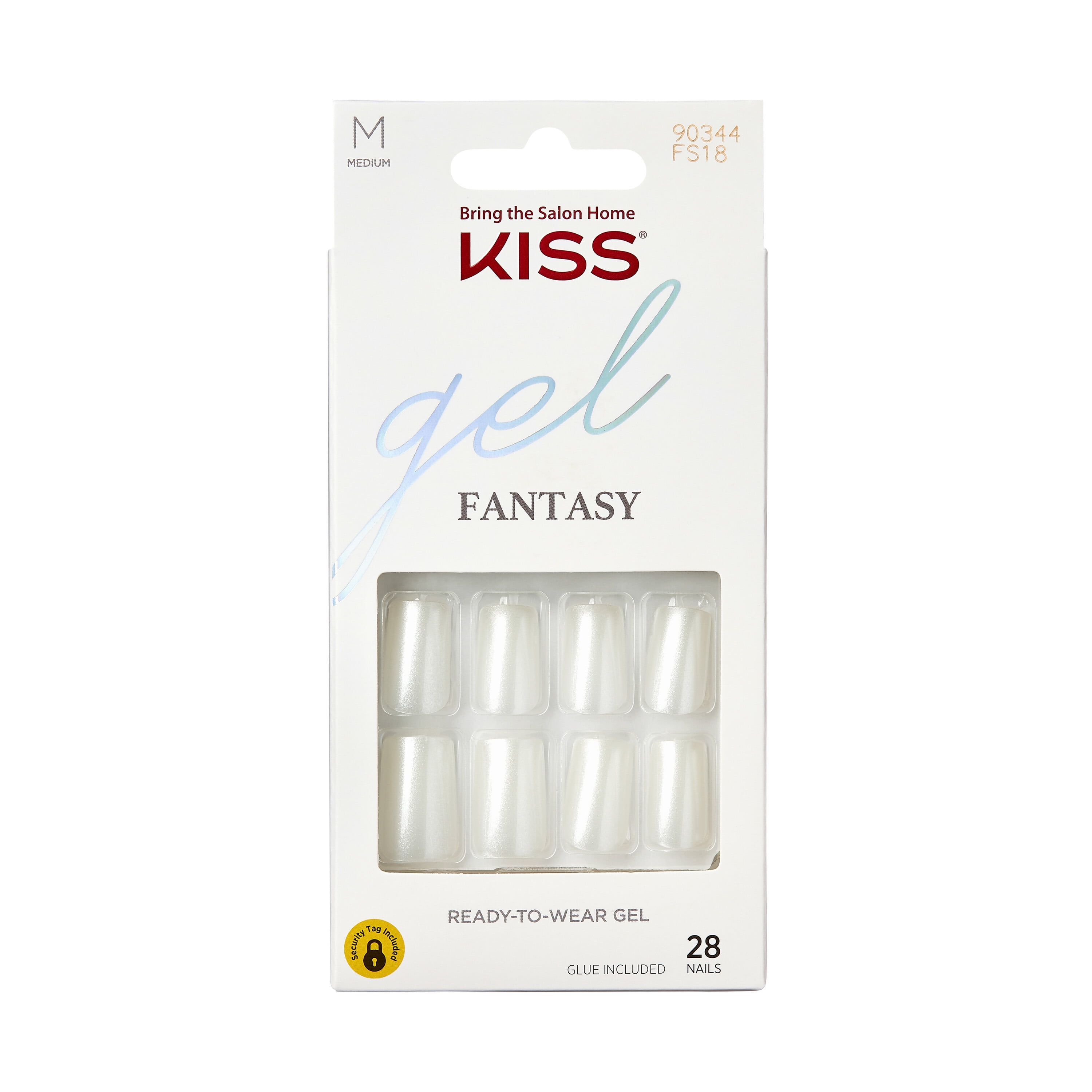 KISS Gel Fantasy Sculpted Medium Square Glue-On Nails, Glossy Light ...