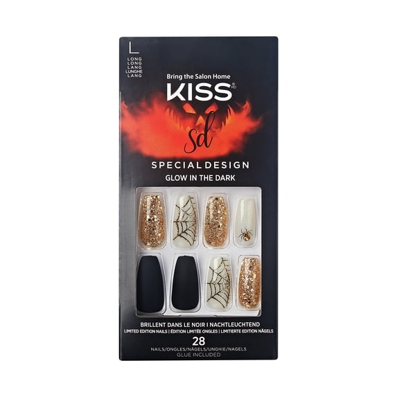 KISS Halloween Glow-in-the-Dark Fake Gel Nails, Freaky Friday, Long ...