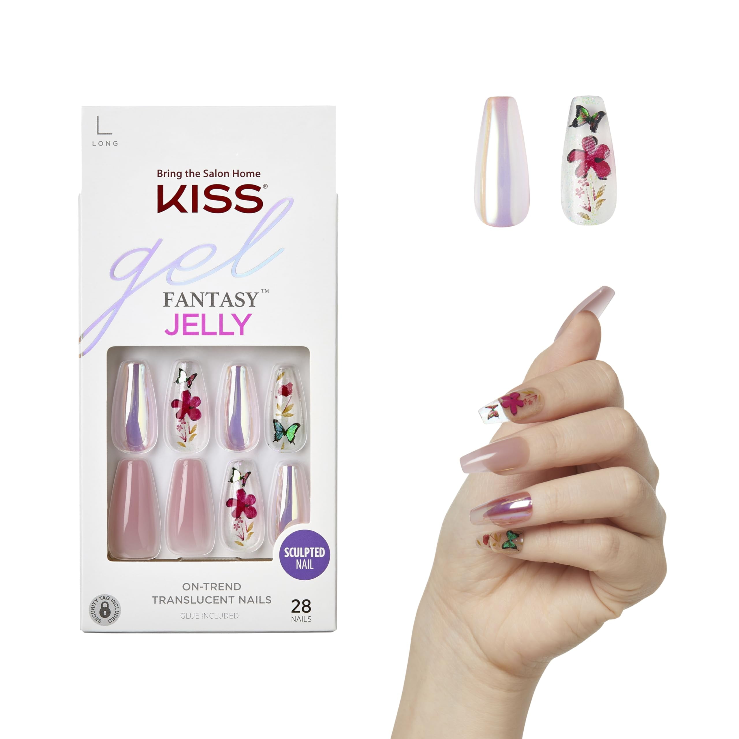 KISS Jelly Fantasy Sculpted Ready-To-Wear Fake Nails,- Jelly Flowery ...