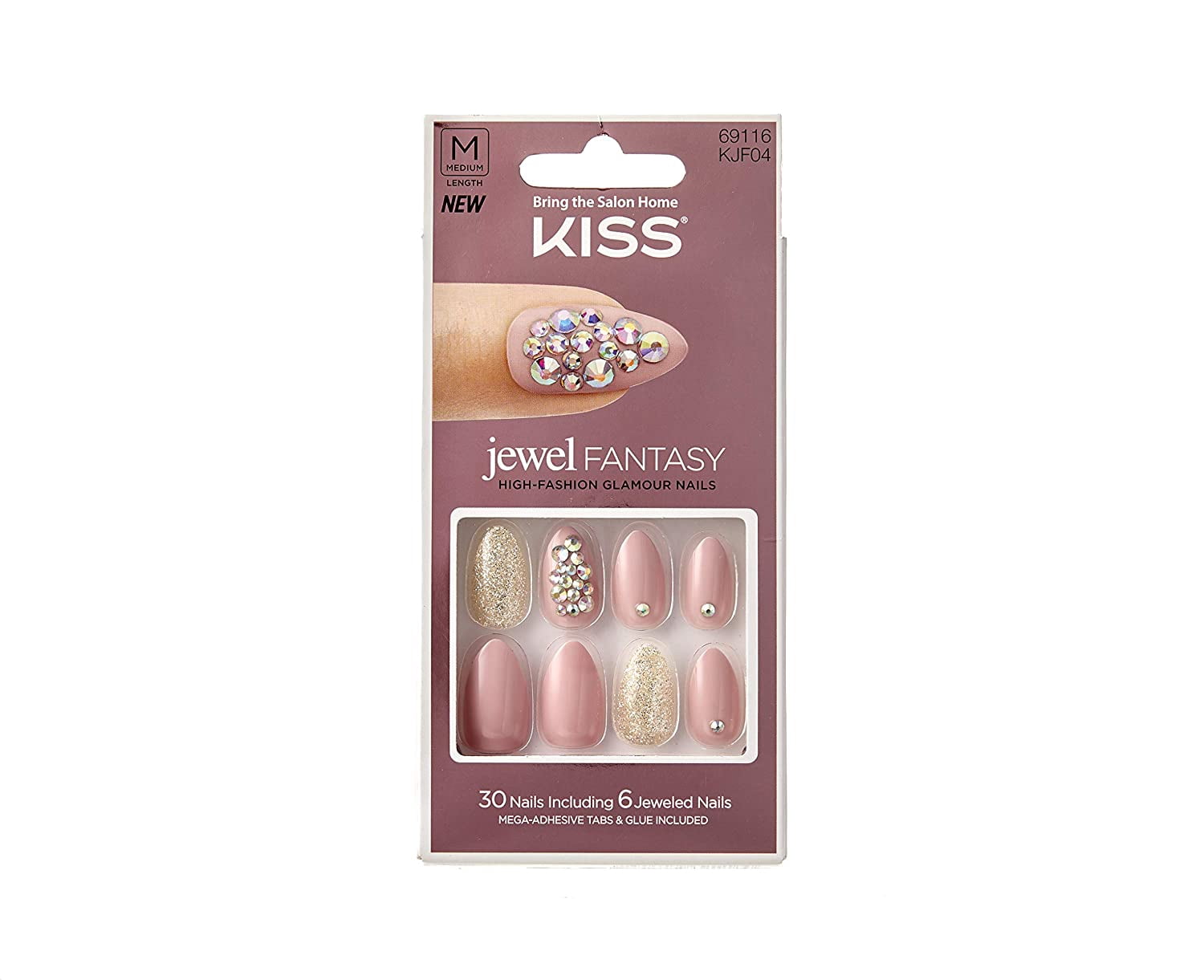KISS Jewel Fantasy Nails Medium Length (KJF04) - Walmart.com