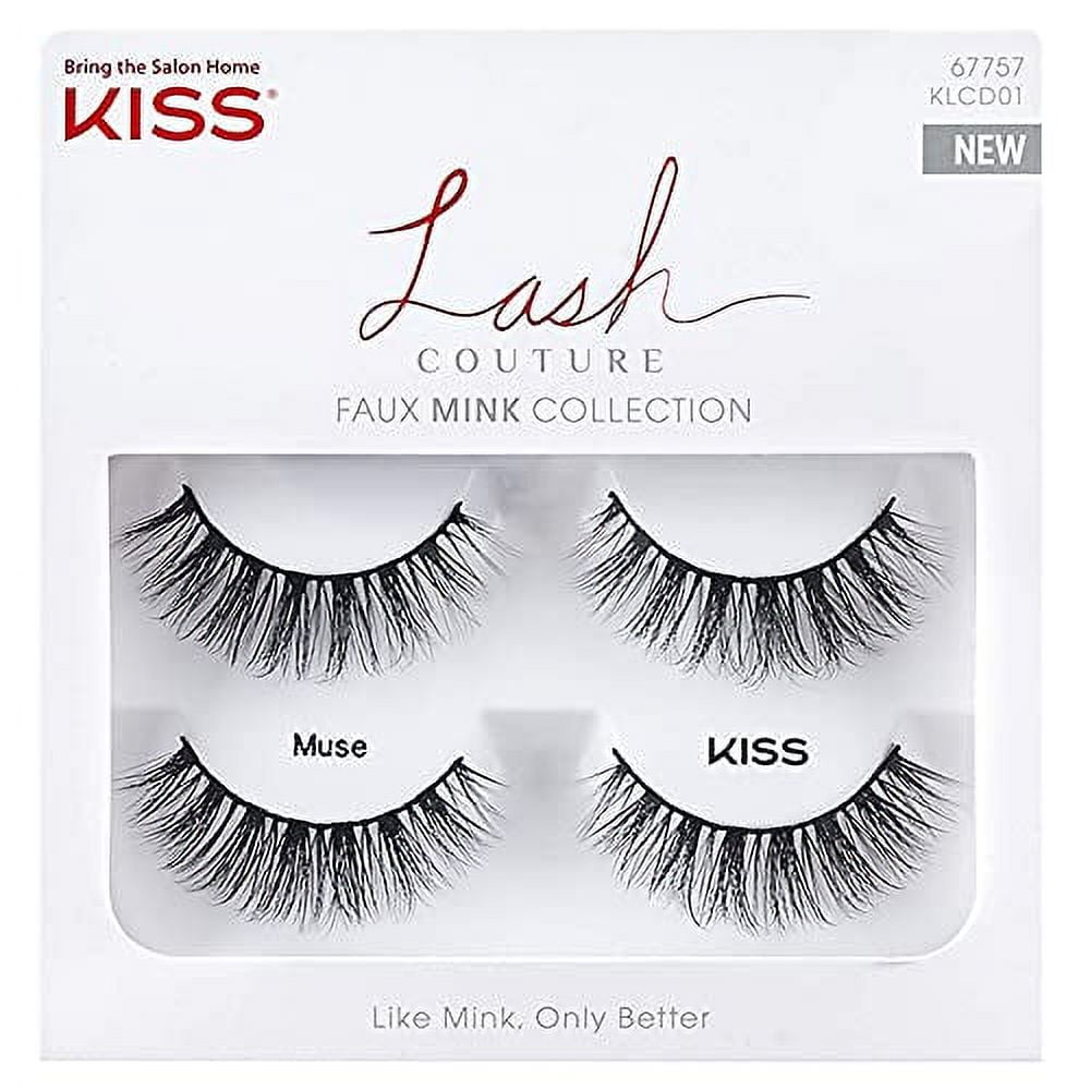 KISS Lash Couture Faux Mink False Eyelashes Double Pack, Knot-Free Lash ...
