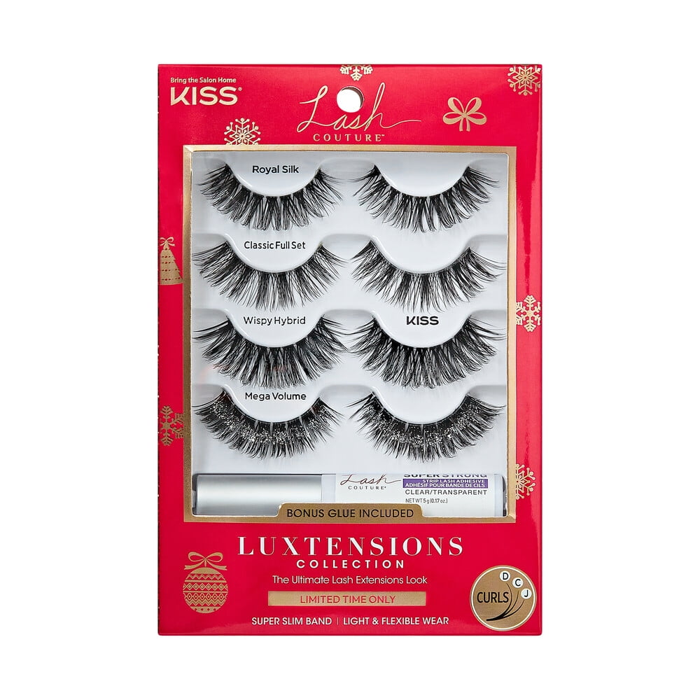 KISS Lash Couture Luxtension, False Eyelashes, Glitter Silver, 14mm ...