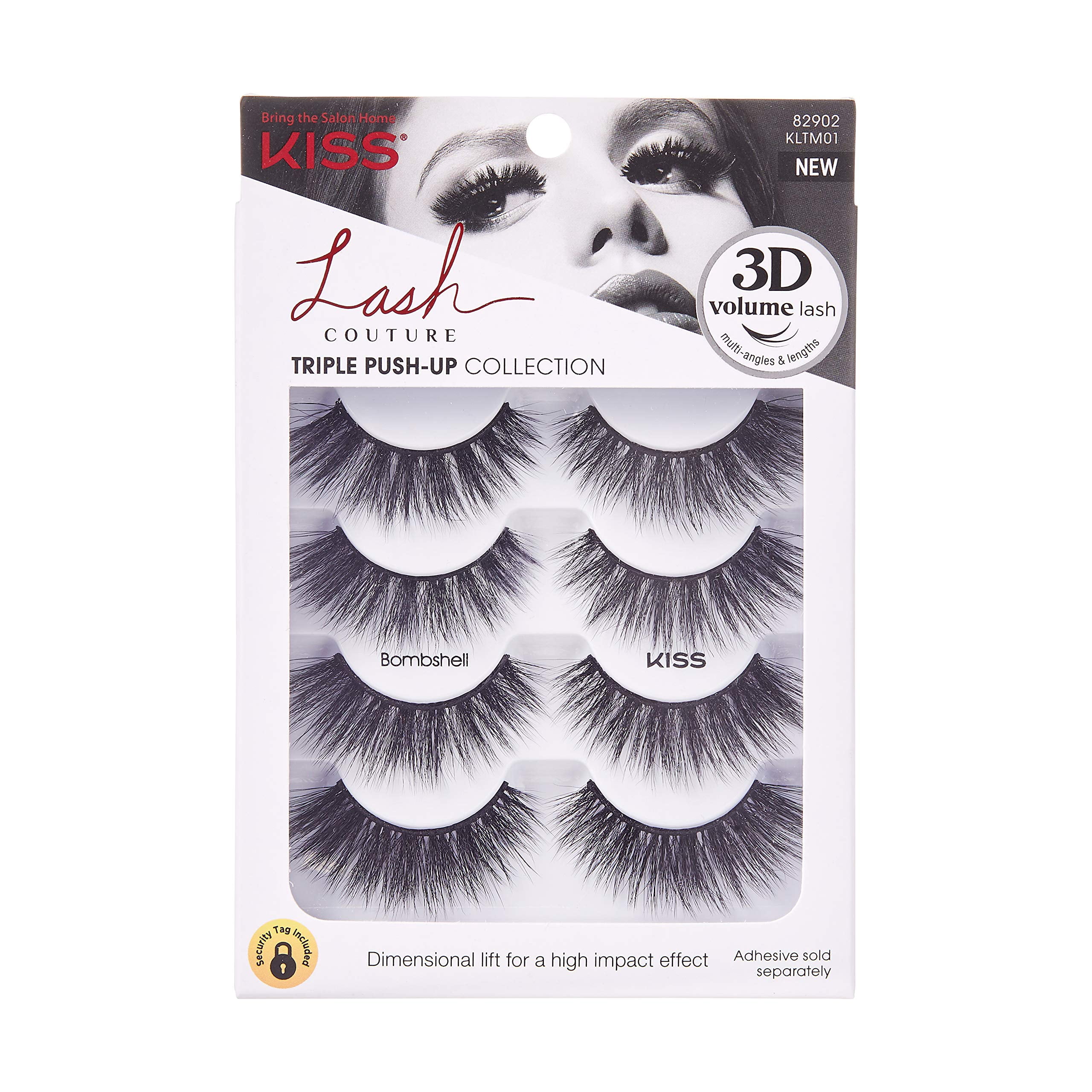KISS Lash Couture Triple OLF24 Push Up Collection Multipack, 3D Volume ...