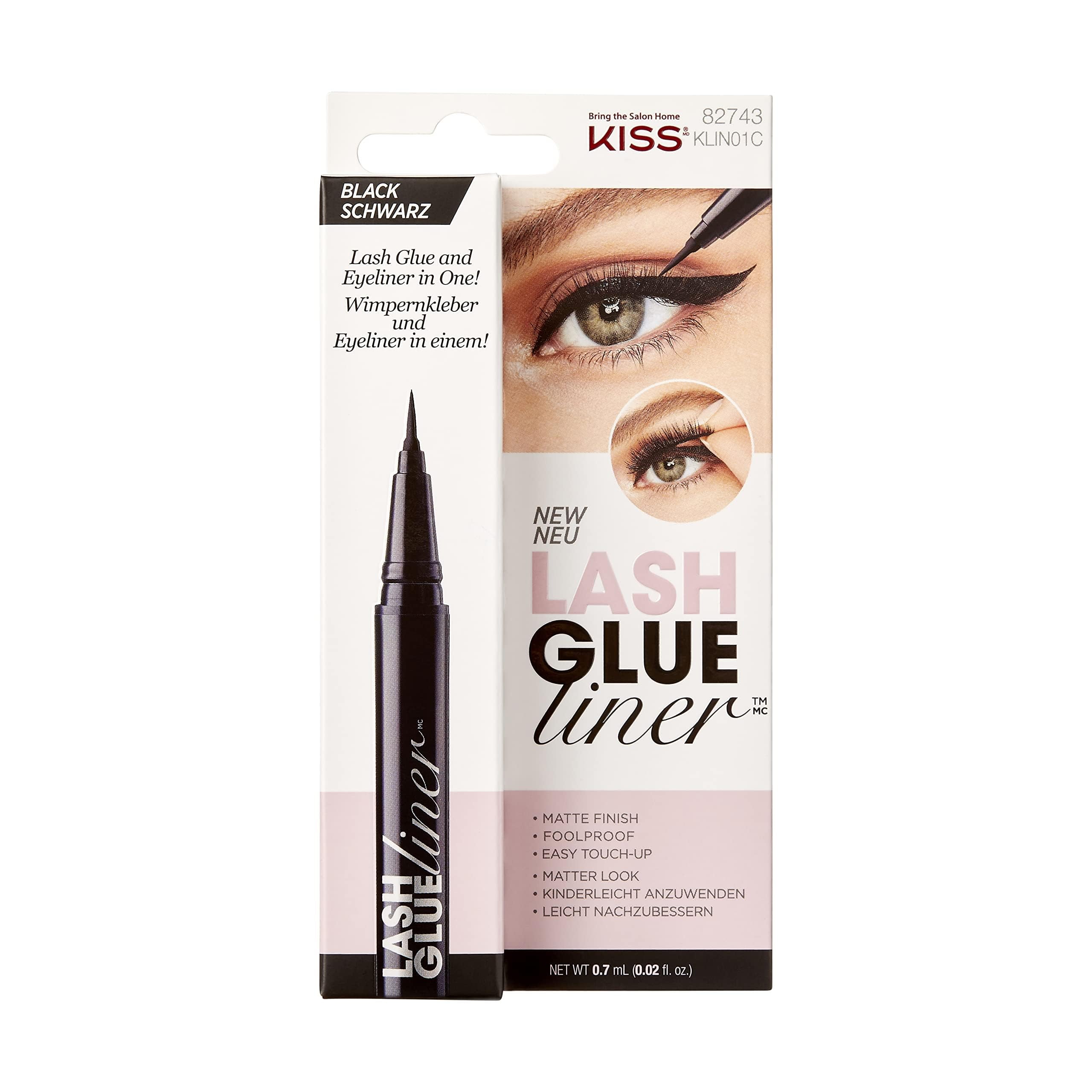 KISS Lash GLUEliner, Matte DNF2 Finish, Foolproof Easy Touch-Up False Eyelash Glue and Eyeliner ...