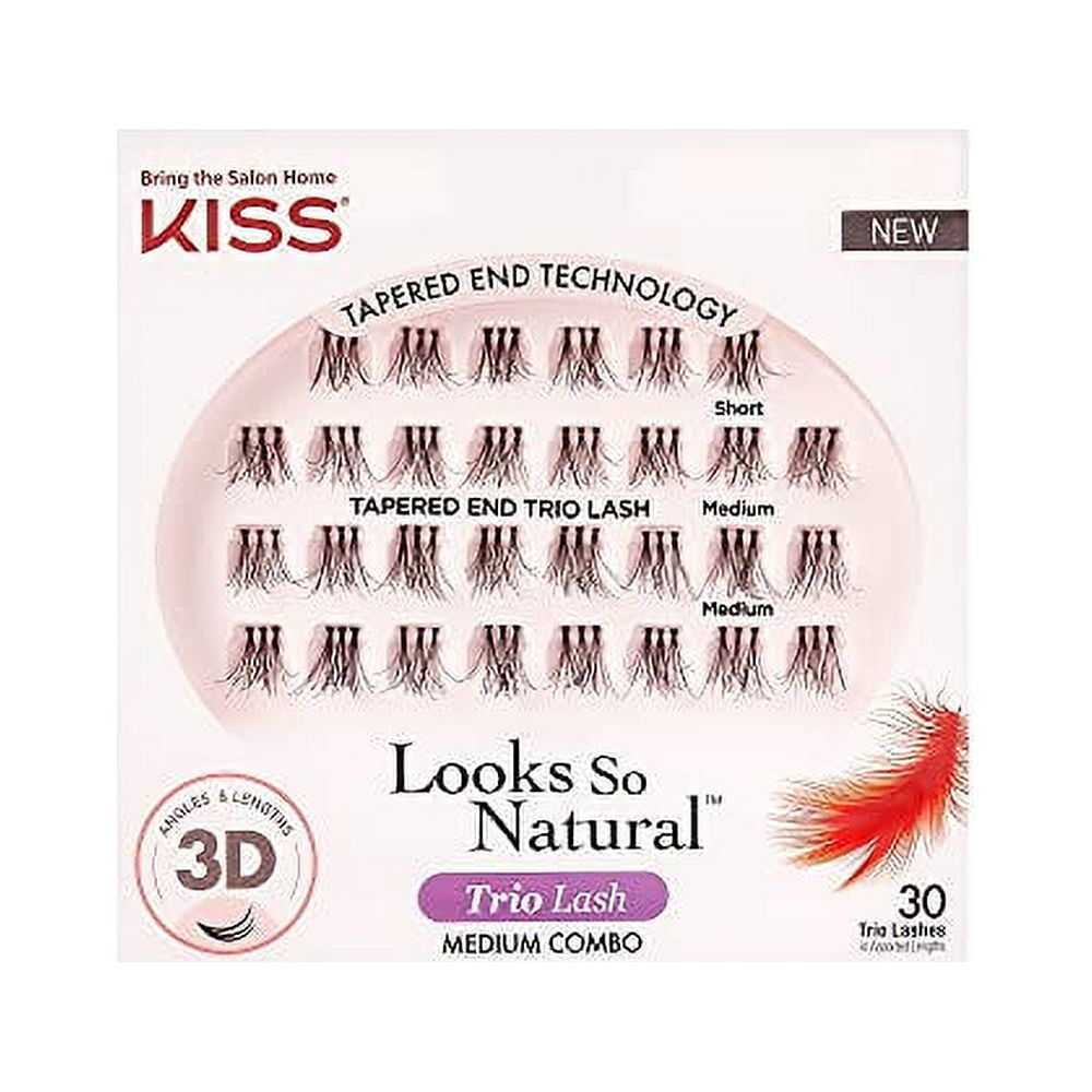 KISS Looks So Natural Trio Lash Medium Combo Pack, False Eyelashes with ...