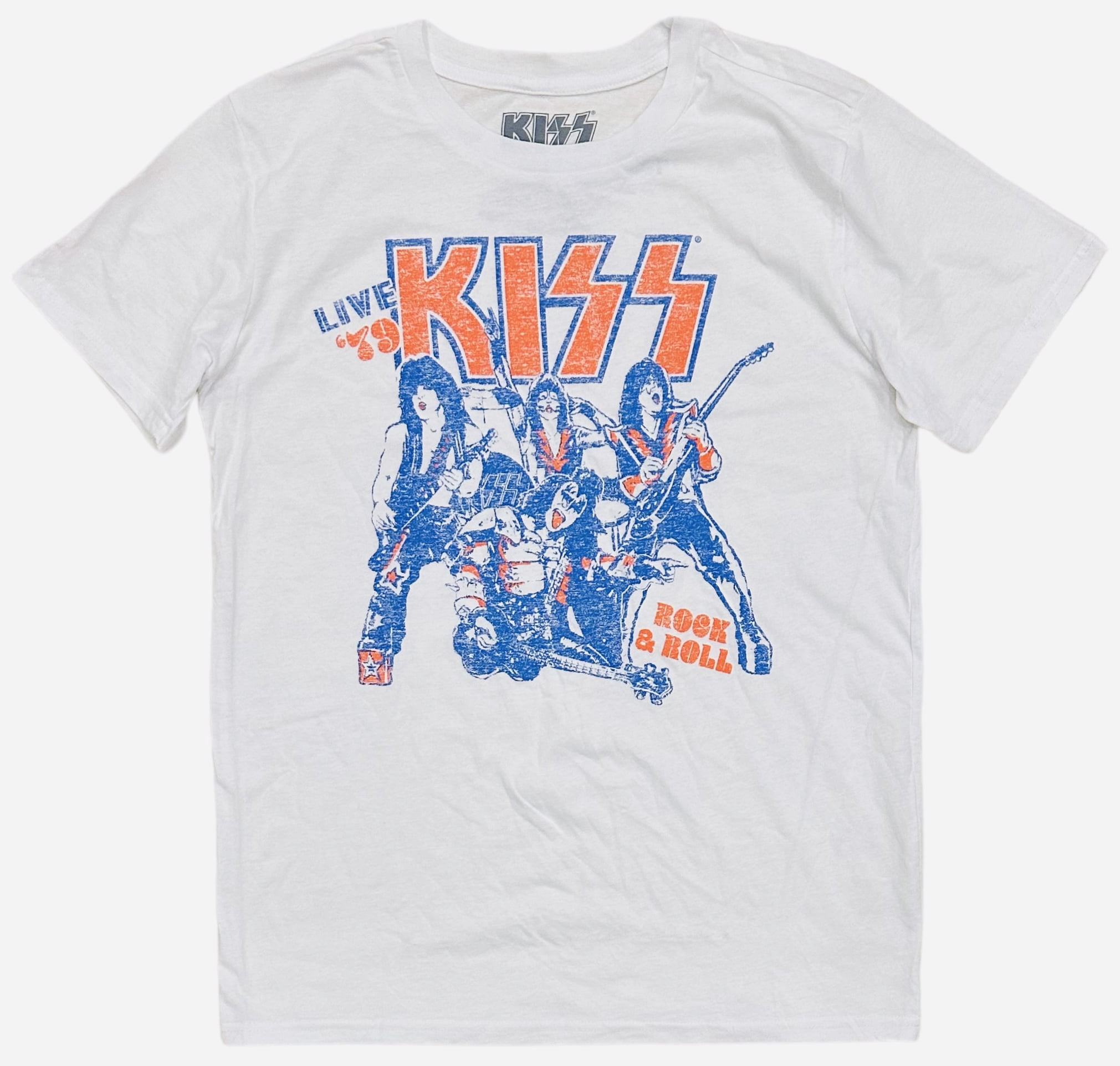 KISS Men's T-Shirt Genuine Merch Vintage Live 1979 Distressed Print Tee ...