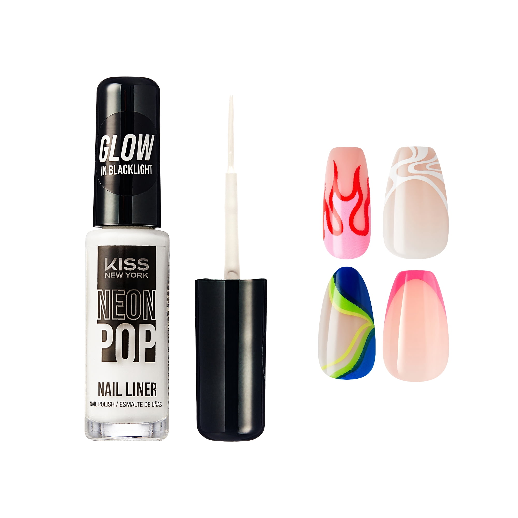 KISS NEW YORK Nail Art Liner, Fast-Drying, Slow Drip, Low Odor, Fine Bristles for Precise Lines ...