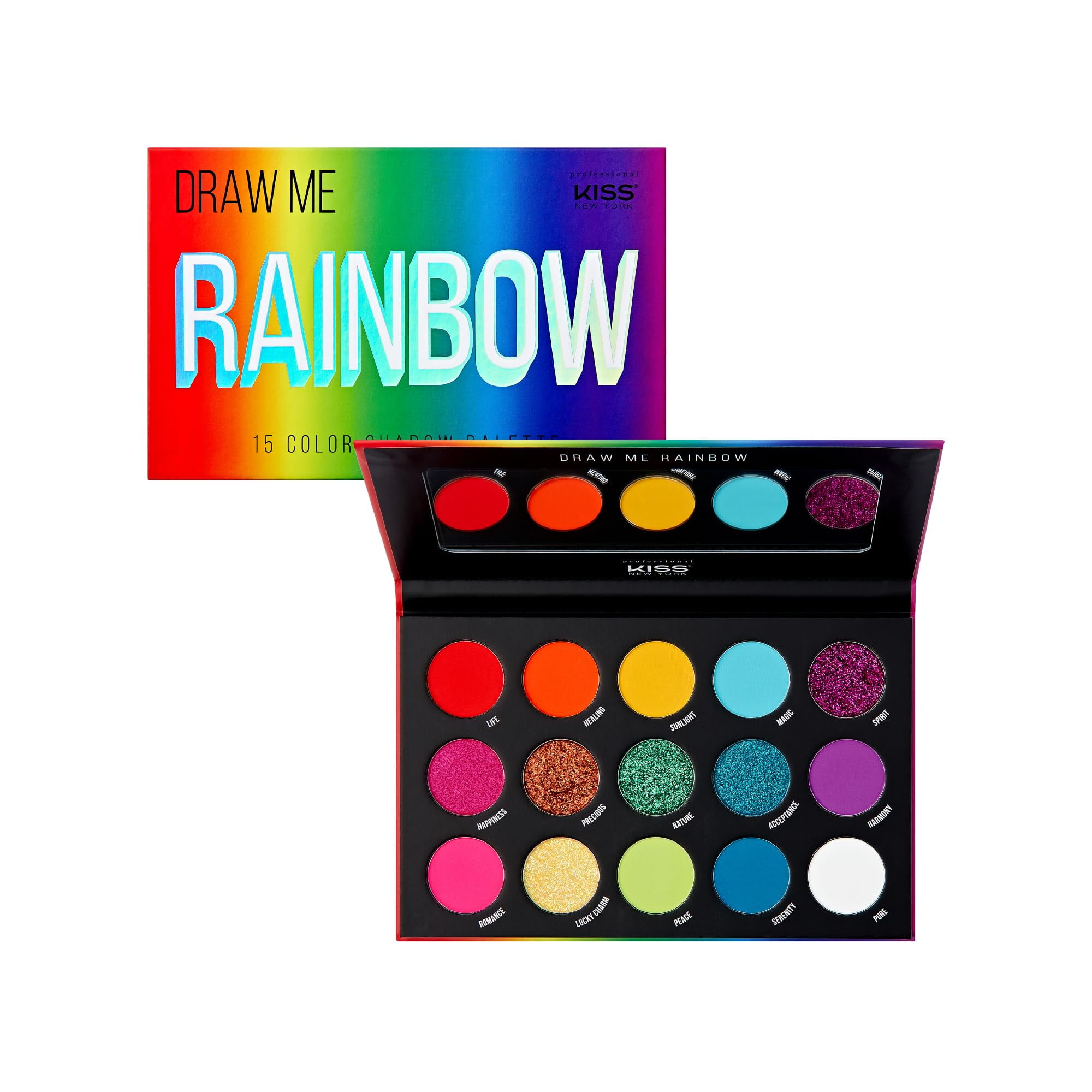 KISS NEW YORK Professional Shadow Palette, 15 Color Highly Pigmented ...