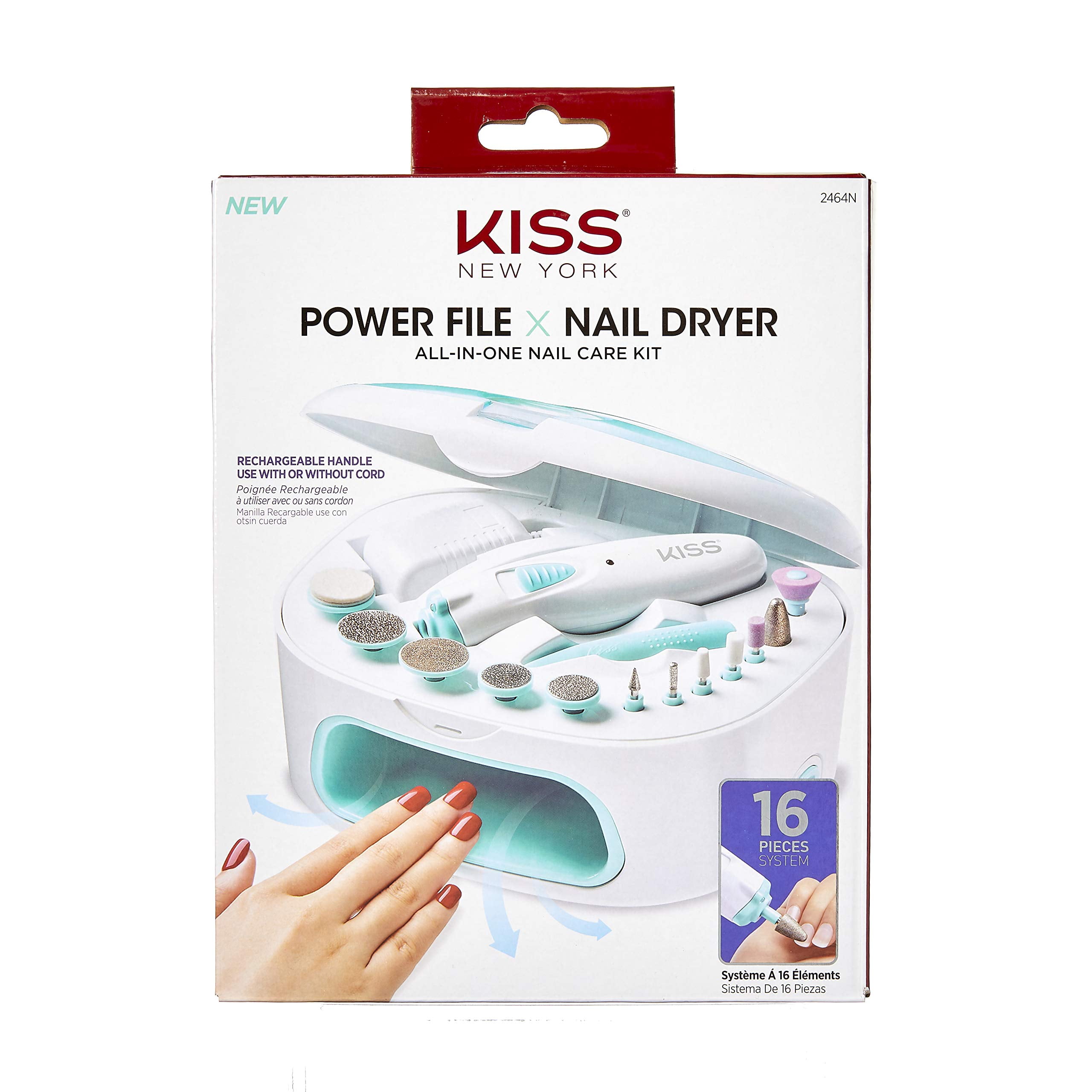 KISS Power File X Nail Dryer All-in-One Nail Care Kit, Cordless ...