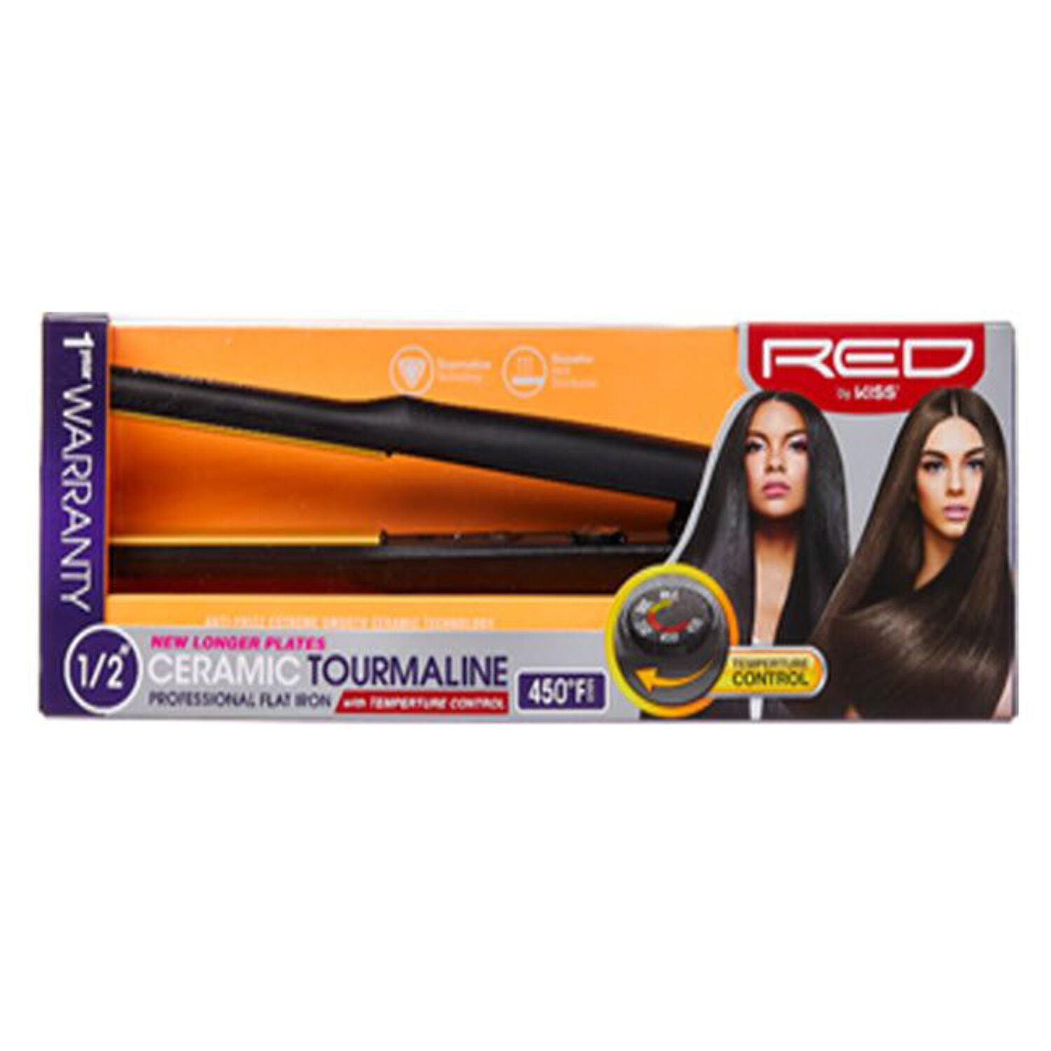 KISS - RED 1/2' CERAMIC TOURMALINE FLAT IRON TC - Walmart.com