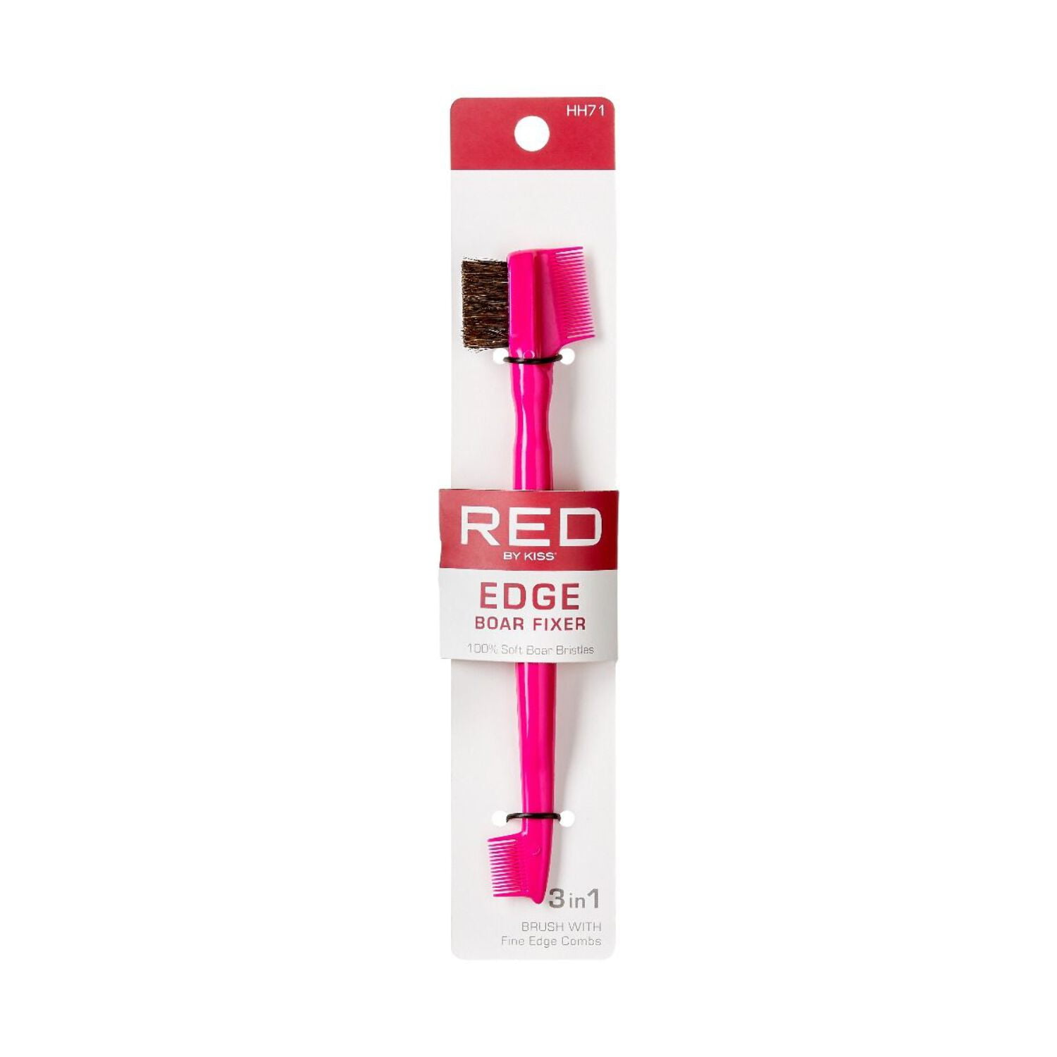 KISS RED 3-IN-1 Edge Boar Fixer, 100% Boar Bristles, Fine Edge Comb for ...