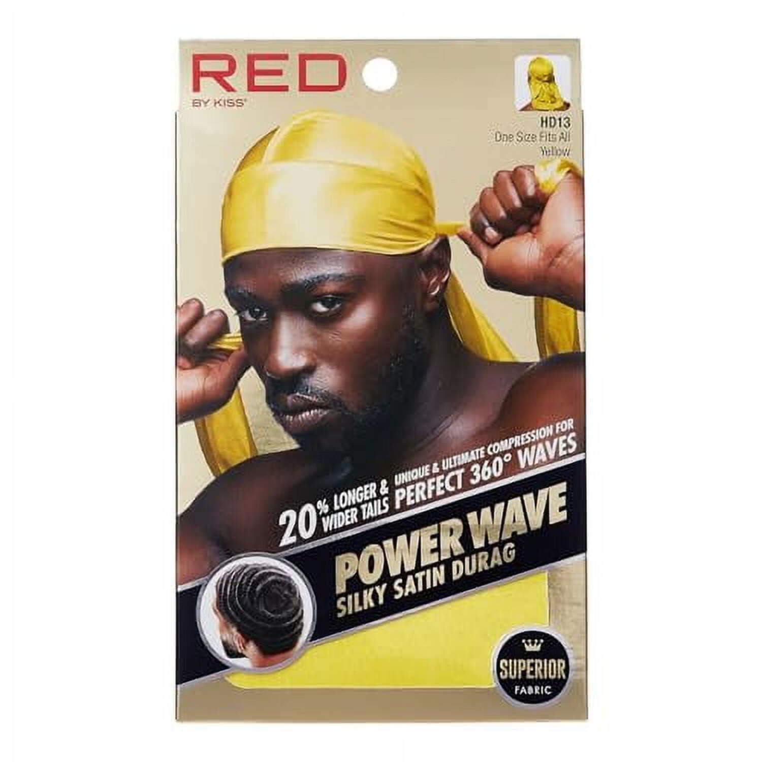 KISS - RED POWER WAVE SILKY DURAG (YELLOW) - Walmart.com