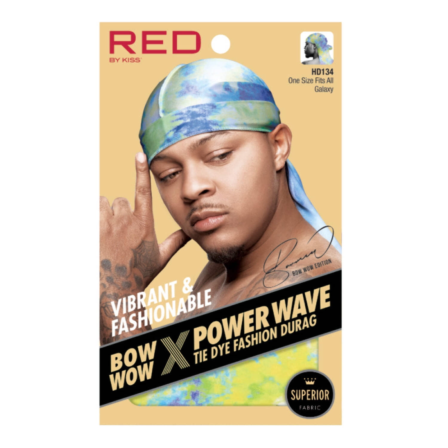 RED by Kiss Bow Wow X Power Wave Tie Dye Silky Durag for Men Waves ...