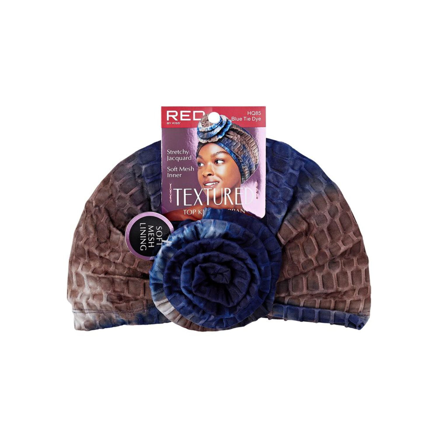 KISS - RED TEXTURED TOP KNOT TURBAN BLUE TIEDYE - Walmart.com