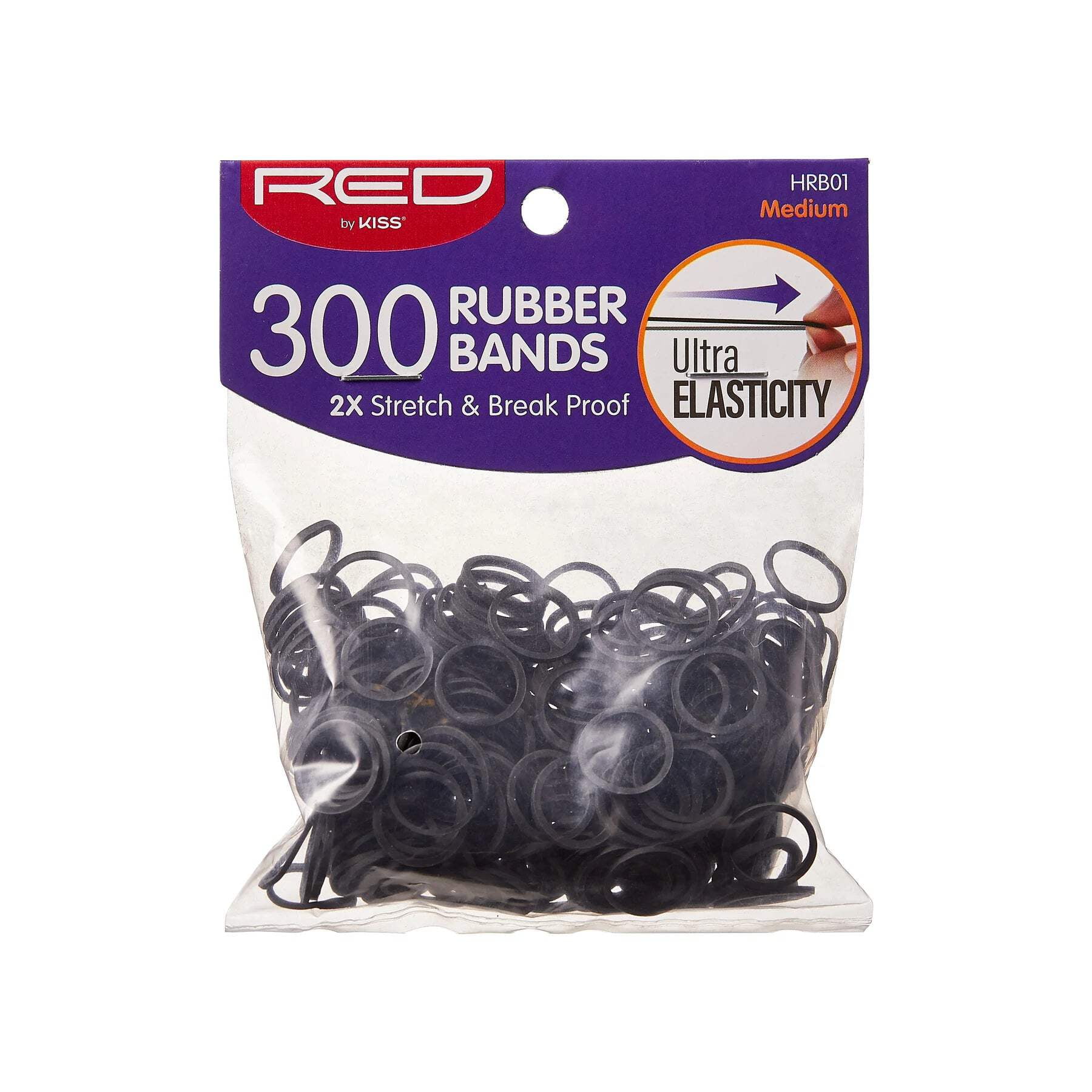 KISS Red Rubber Bands Stretch & Break Proof Ultra-Elastic, 300 Count ...