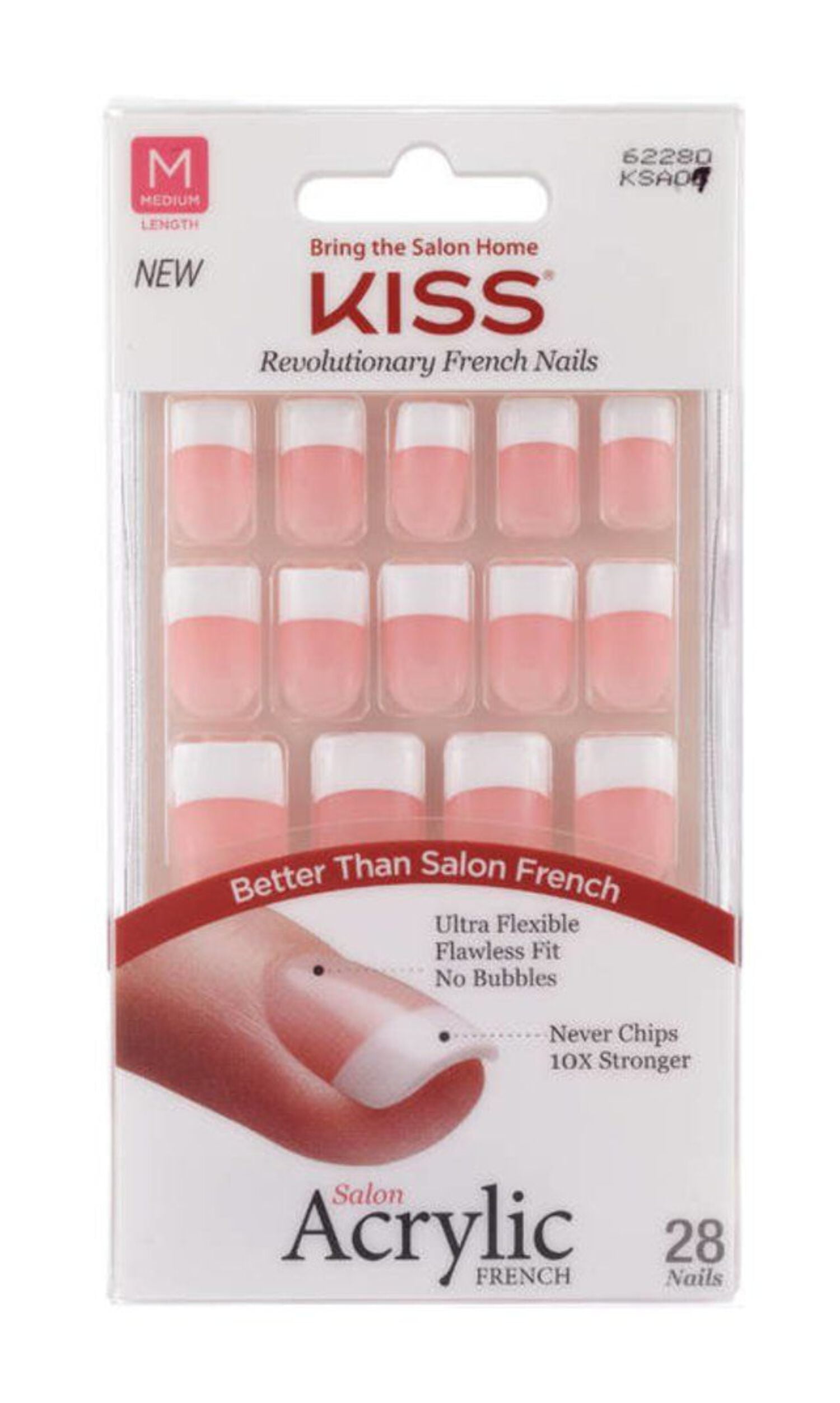 KISS Salon Acrylic French Kit, Medium Length 28 ea - Walmart.com