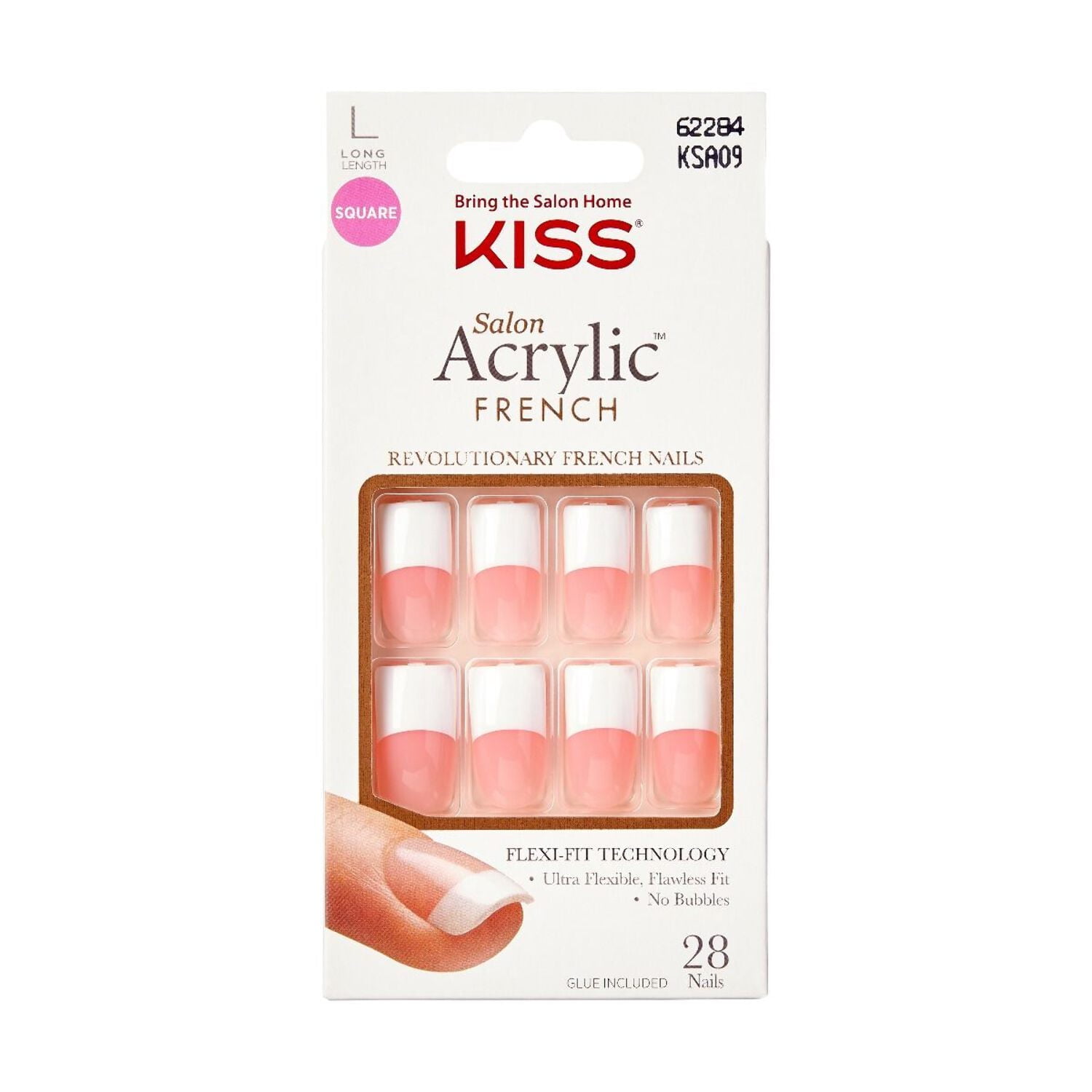 KISS Salon Acrylic French Nail Kit - Team Player, Medium Length ...