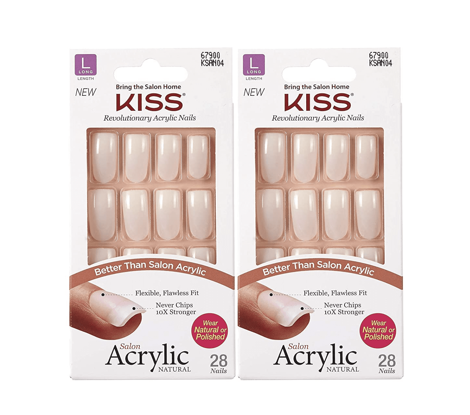 KISS Salon Acrylic Natural Nails (KSAN04 - 2 PACKS) - Walmart.com