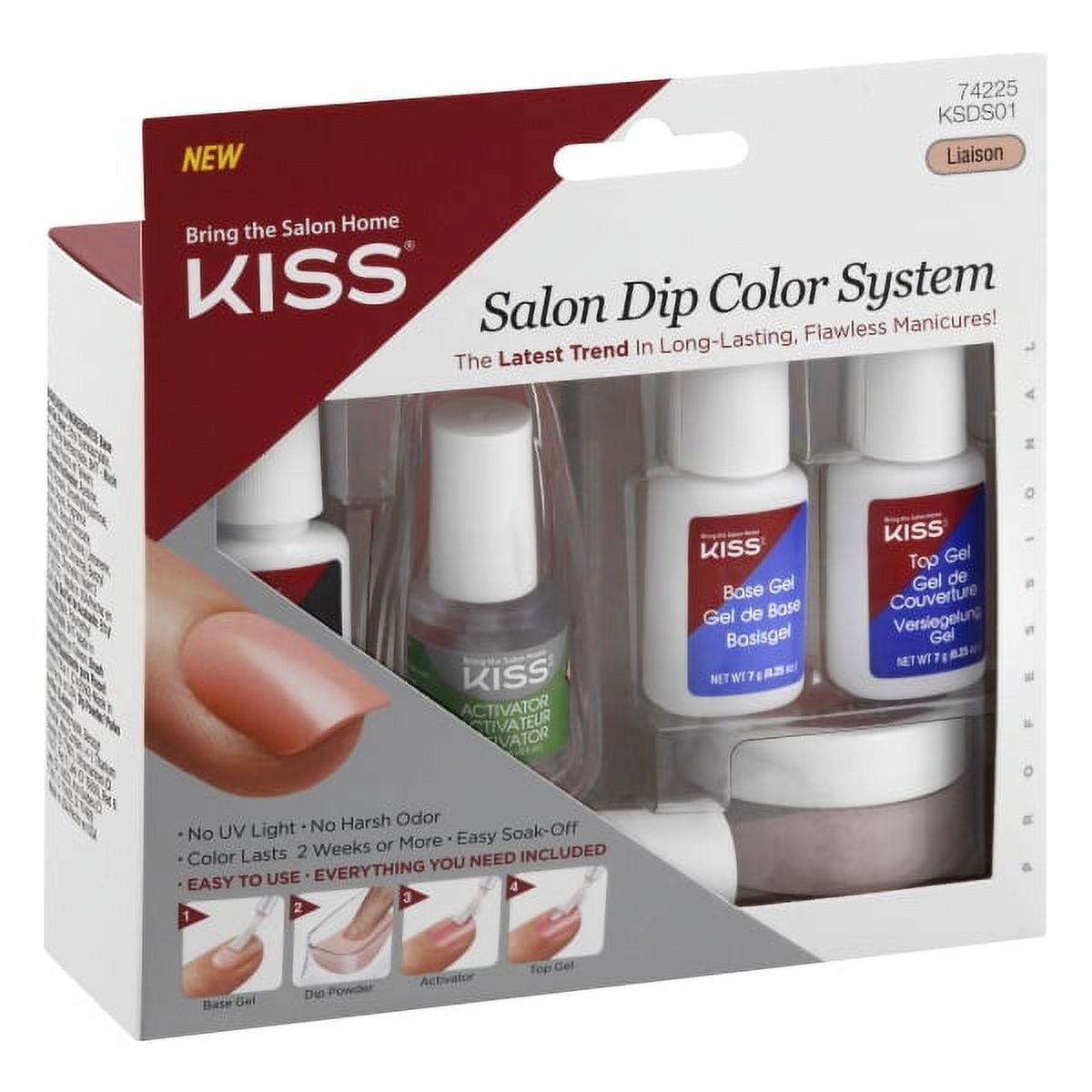 KISS USA Salon Nail Dip Starter Kit, Complete Set for Fake Gel & False ...