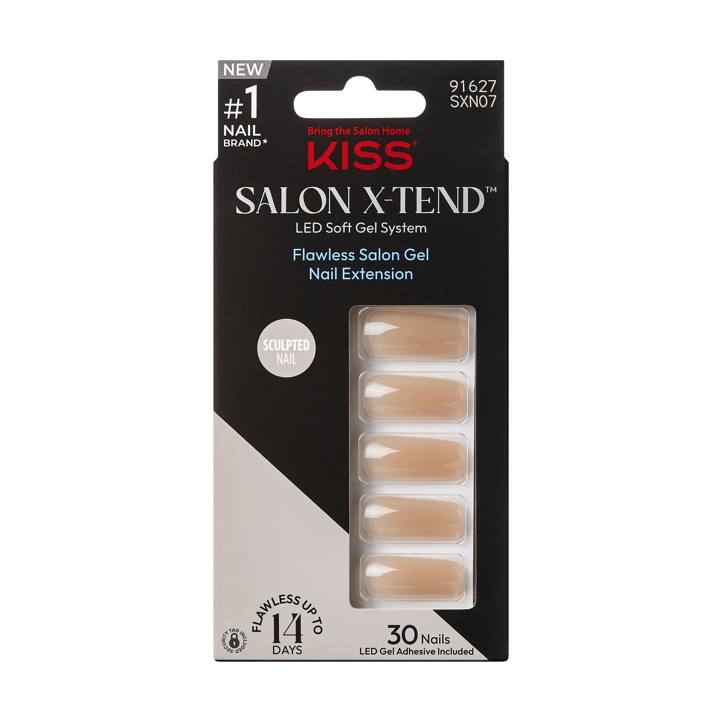 KISS Salon X-tend LED Soft Gel System Color Nails, Solid Beige, Long ...