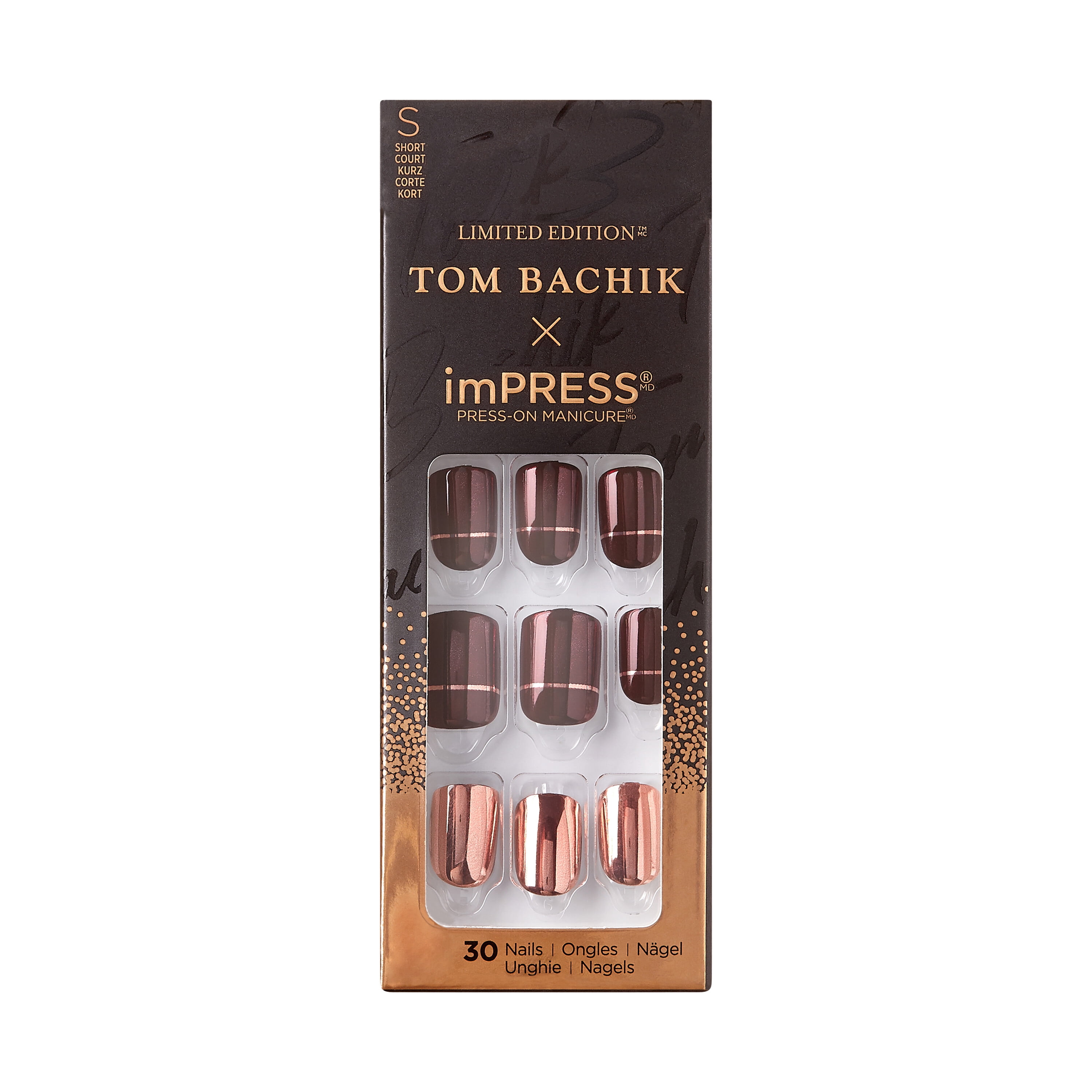 KISS TOM BACHIK x imPRESS Short Square Press-On Nails, Red, 30 Pieces ...
