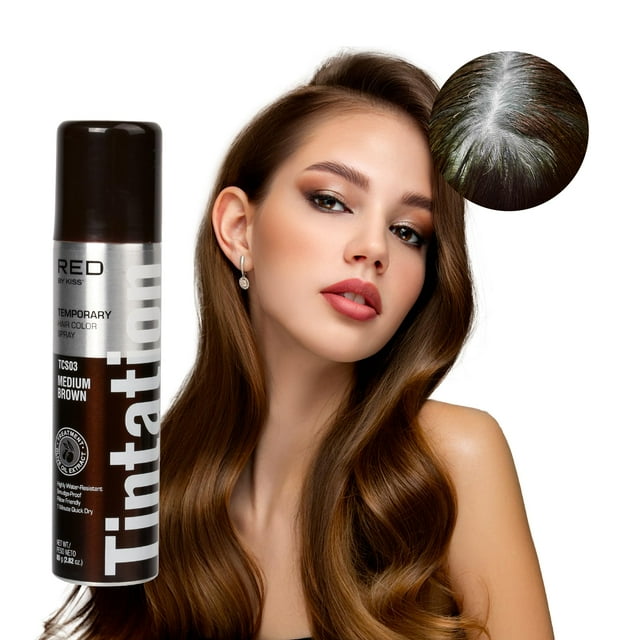 Red By Kiss Temporary Hair Color Dye Spray, Quick Dry & Smudge Proof ...