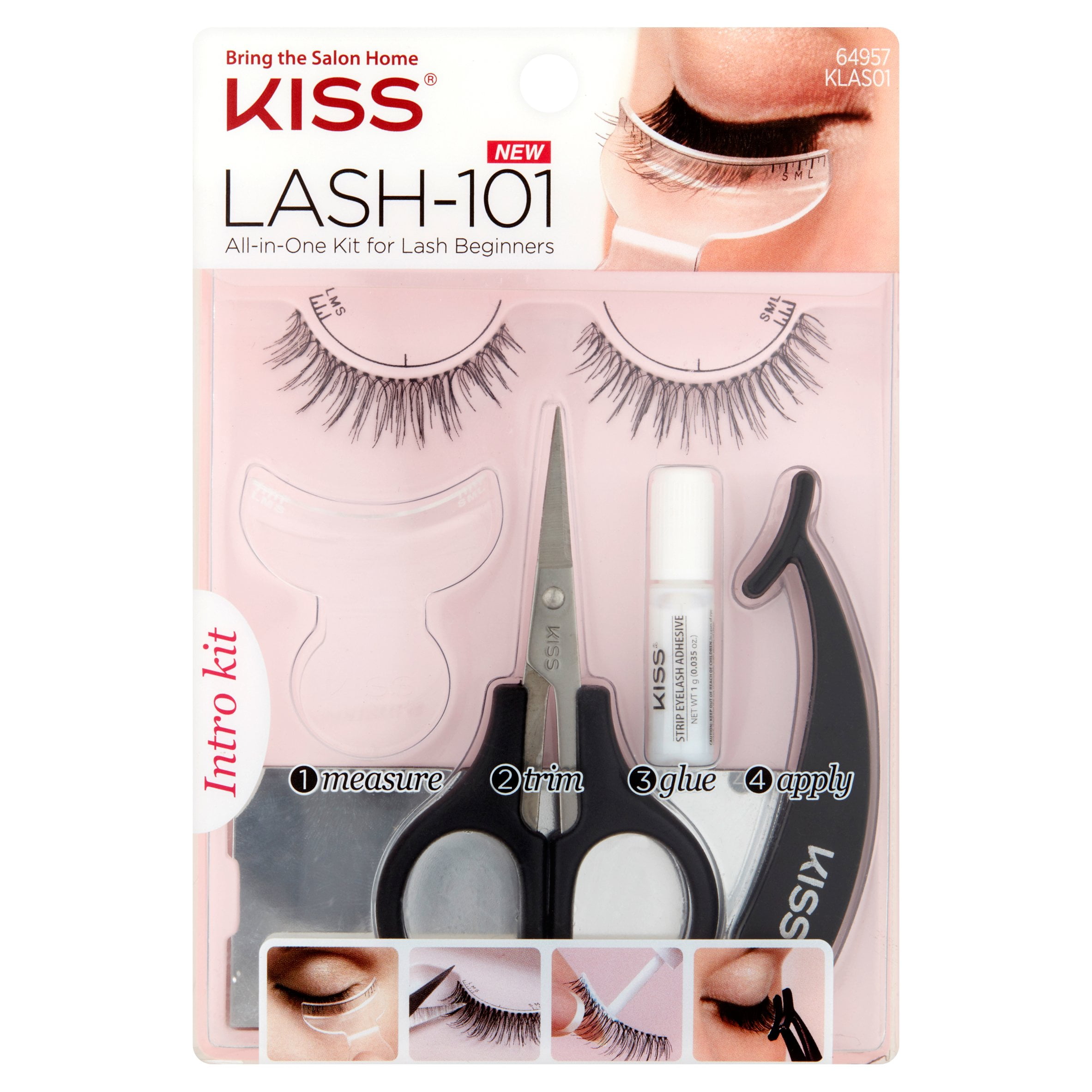 KISS USA Effortless 101 False Eyelashes Kit, Black, Reusable, Includes ...