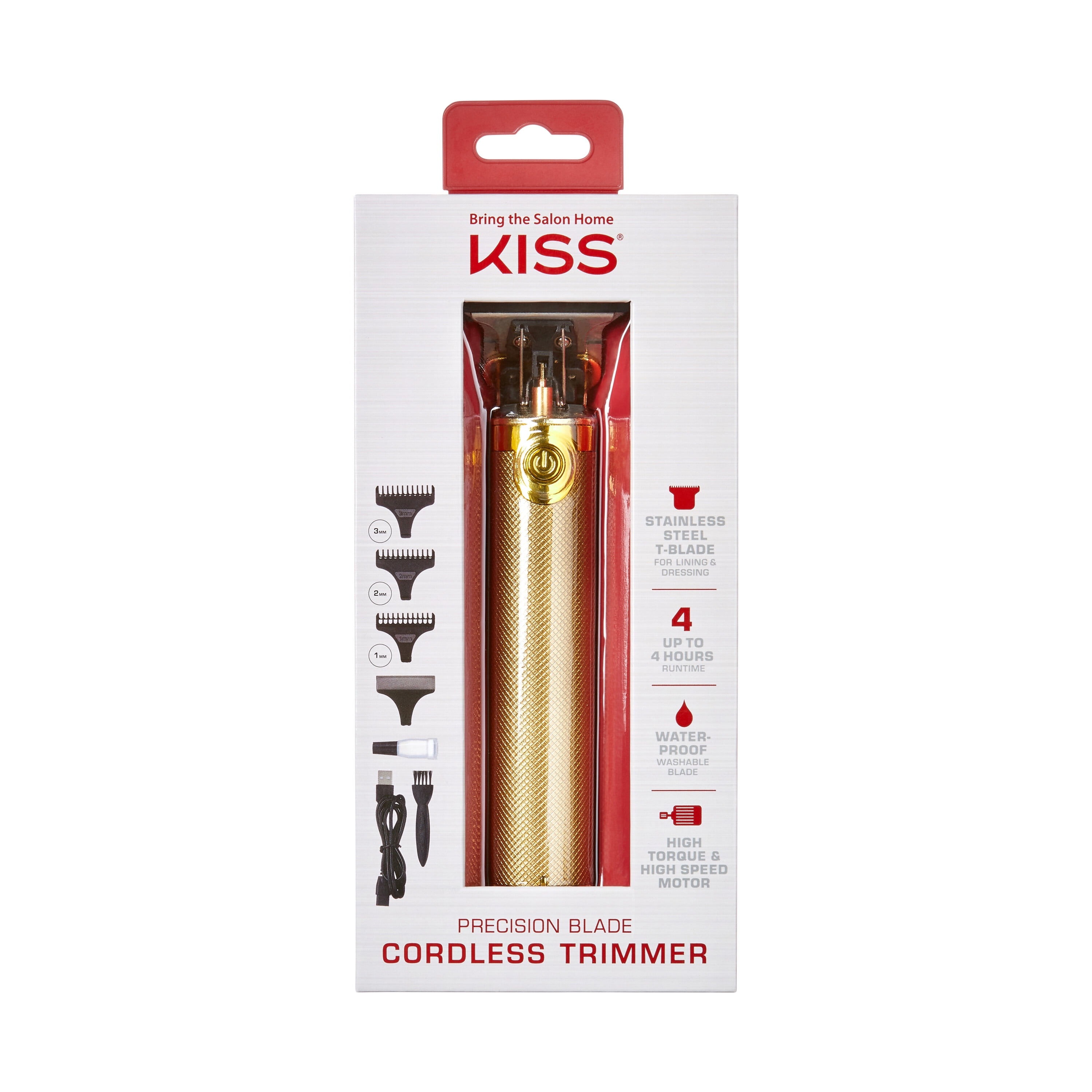 KISS USA Precision Blade Cordless USB Hair Trimmer Clipper, 8 Pieces ...