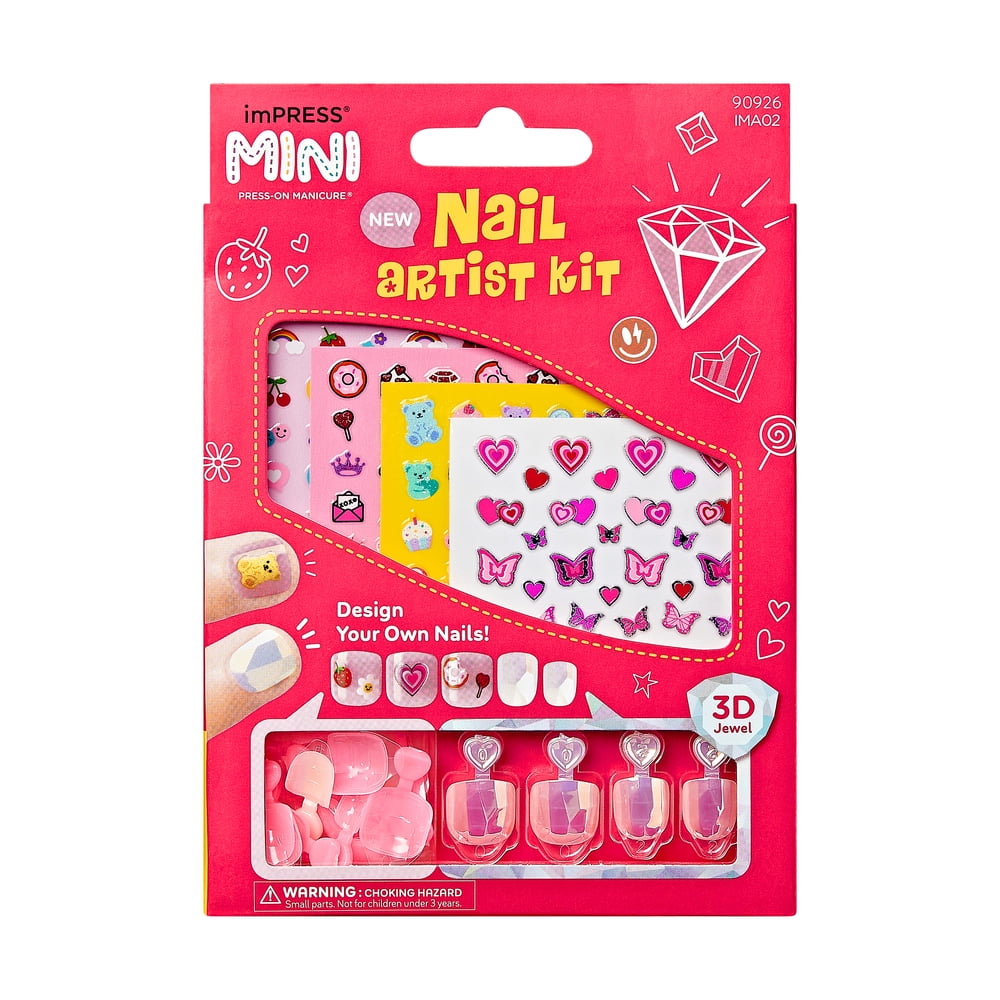 KISS USA imPRESS Kids Nail Art Kit, Wannabe U, 26 Count, Multi-color ...