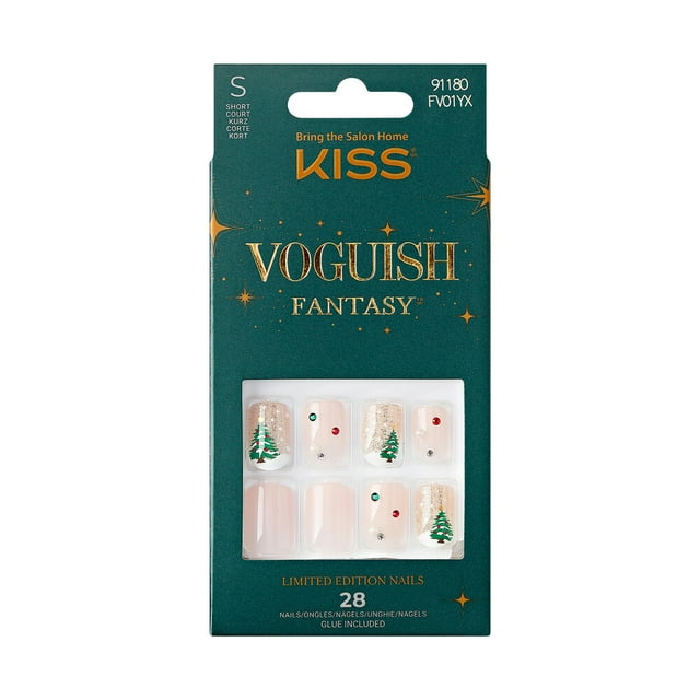 Kiss Voguish Fantasy Holiday Press On Nails Marshmallow Nude Short Length Square Shaped 28