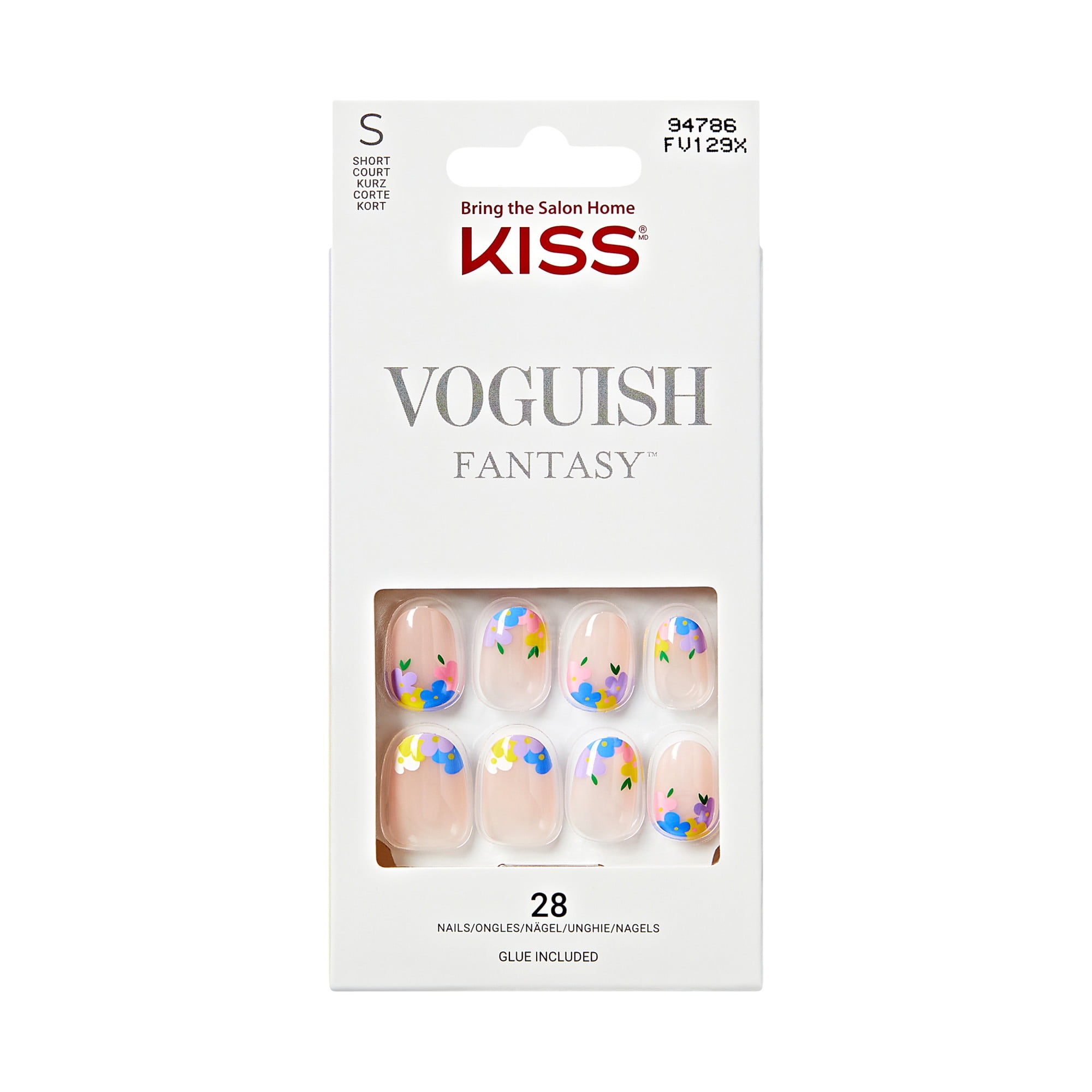 KISS Voguish Fantasy Press on Nails, Heartening, Multicolor, Short Oval ...