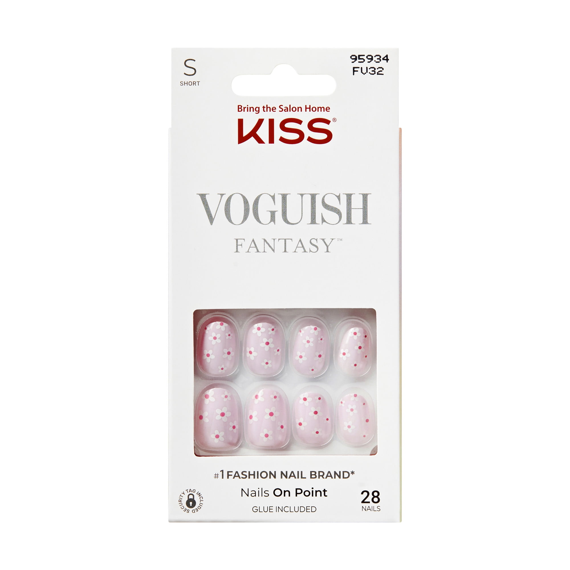 KISS Voguish Fantasy Press On Glue Nails , 'Luminary', Pink, Short Oval ...