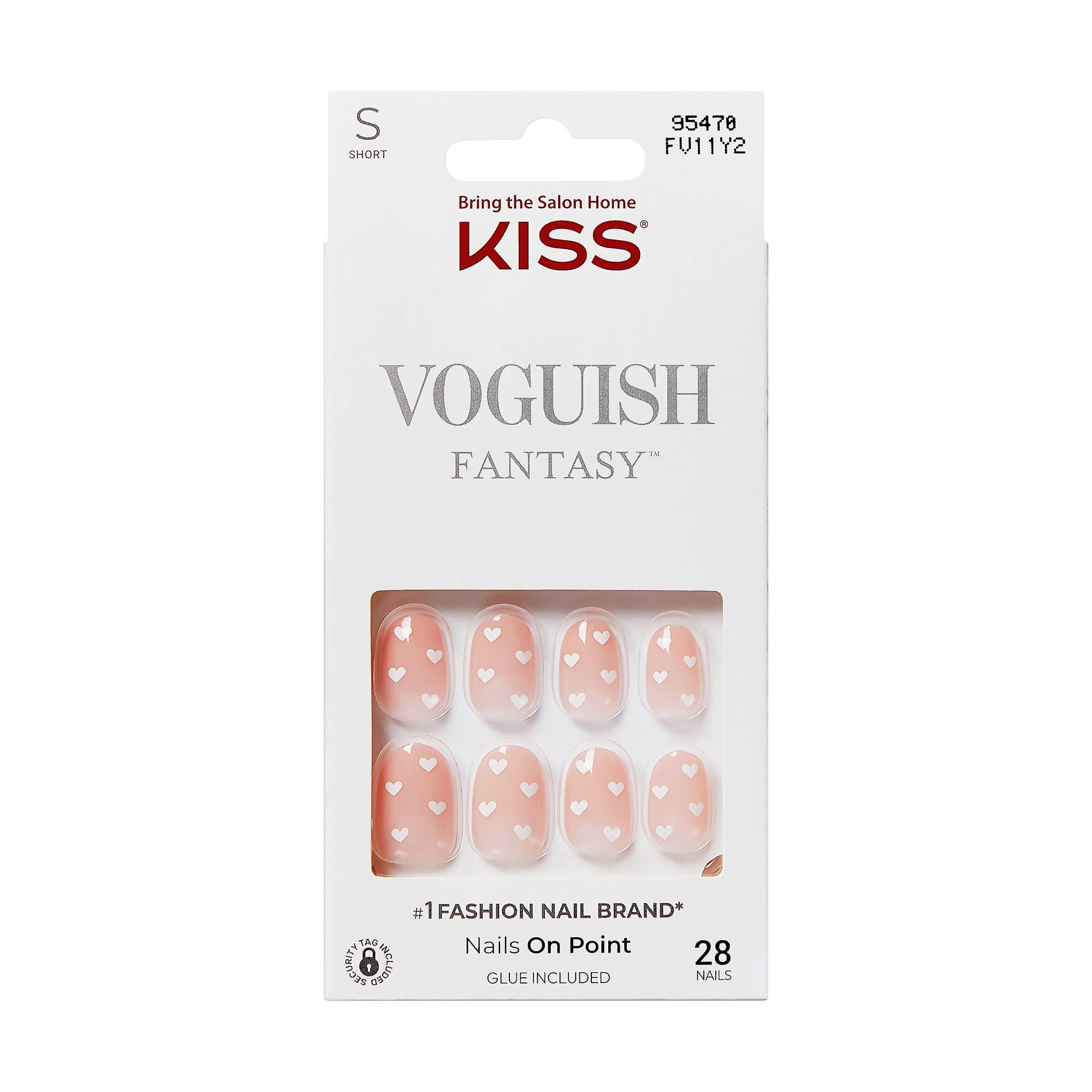 KISS Voguish Fantasy Press on Nails, Sparkle Splay, Beige, Short Oval ...