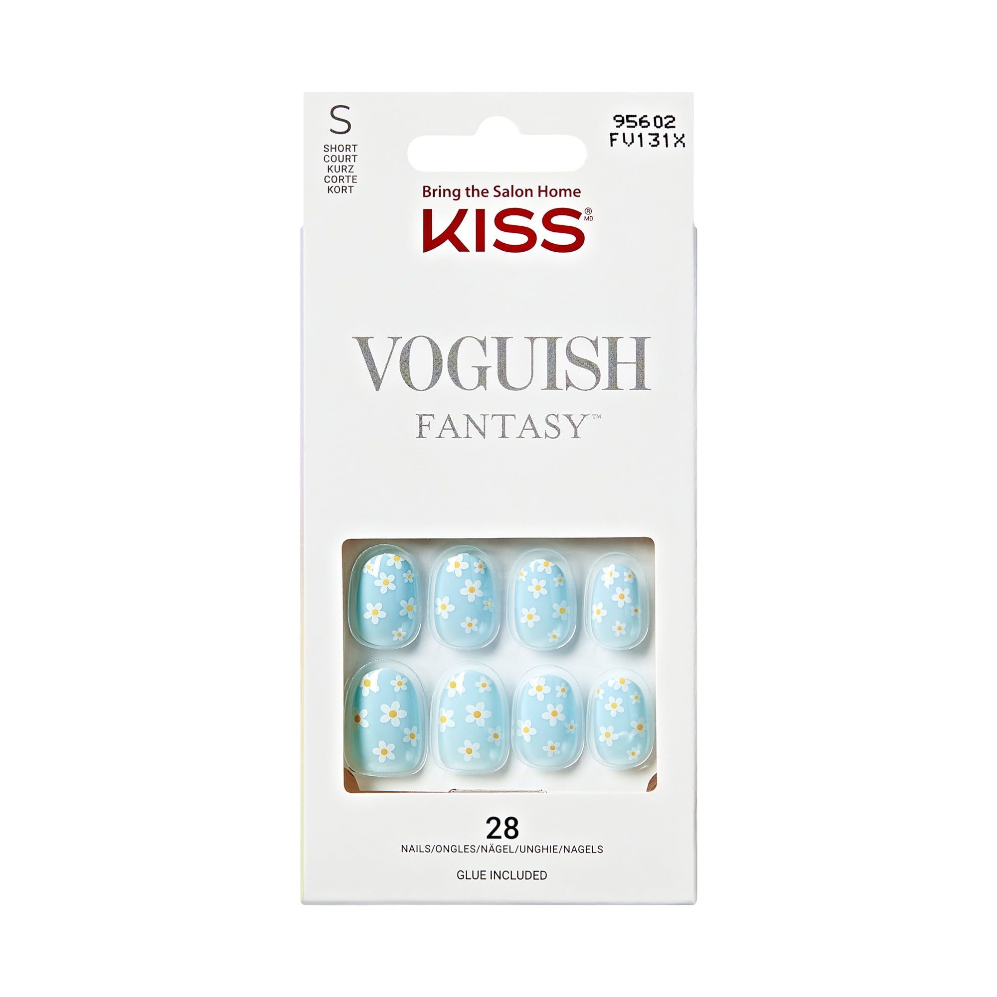 KISS Voguish Fantasy Press on Nails, Vibey, Blue, Short Oval, 28 Count ...