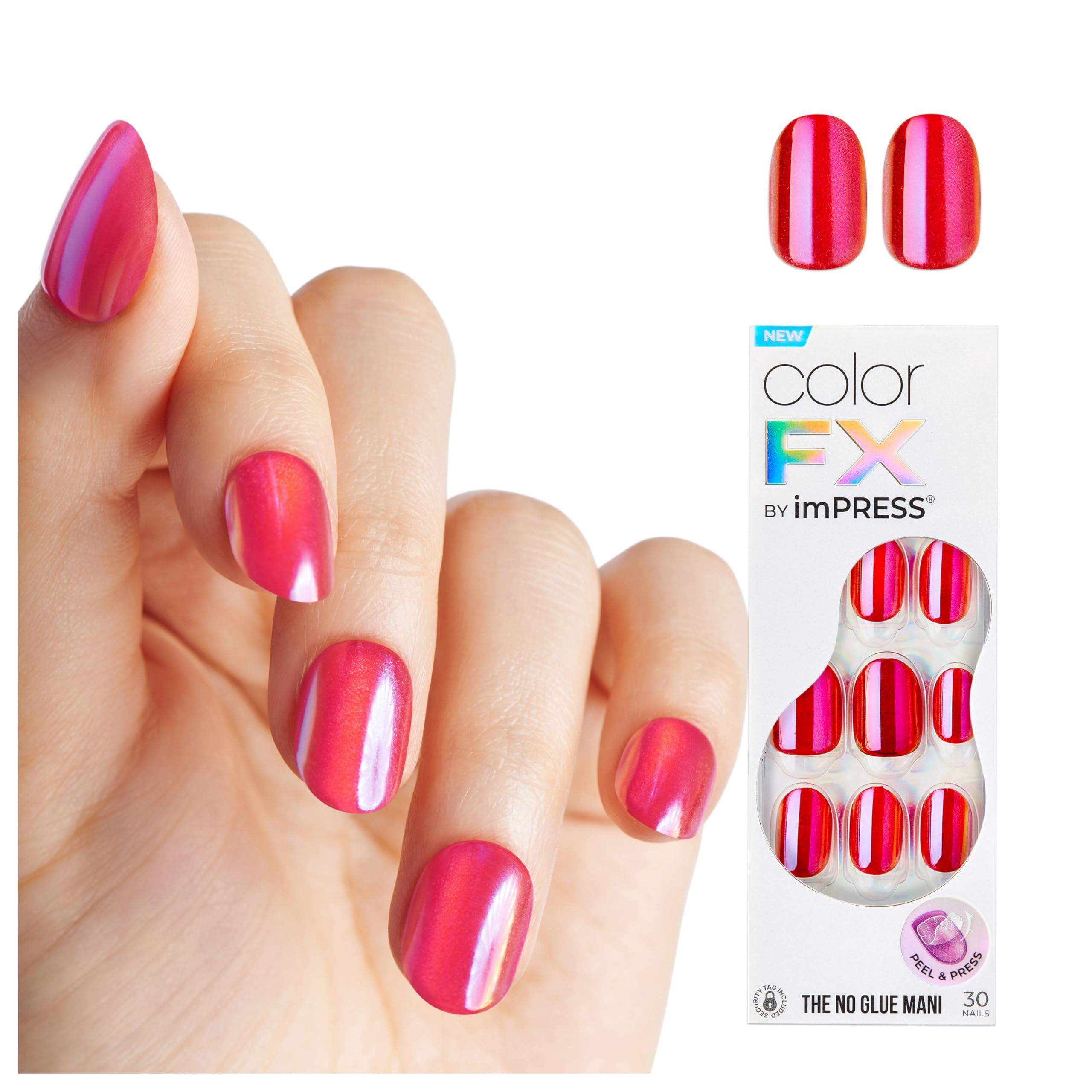 KISS colorFX by imPRESS BCF26 Press On Nails , Solid Red with ...