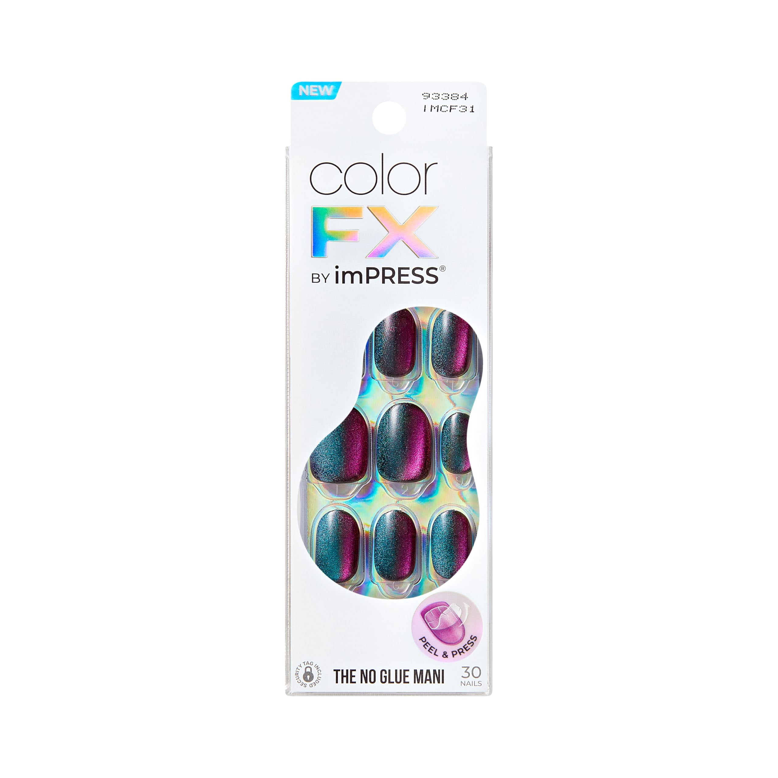 KISS colorFX by imPRESS Press On Nails, 'Before Hours', Black, Short ...